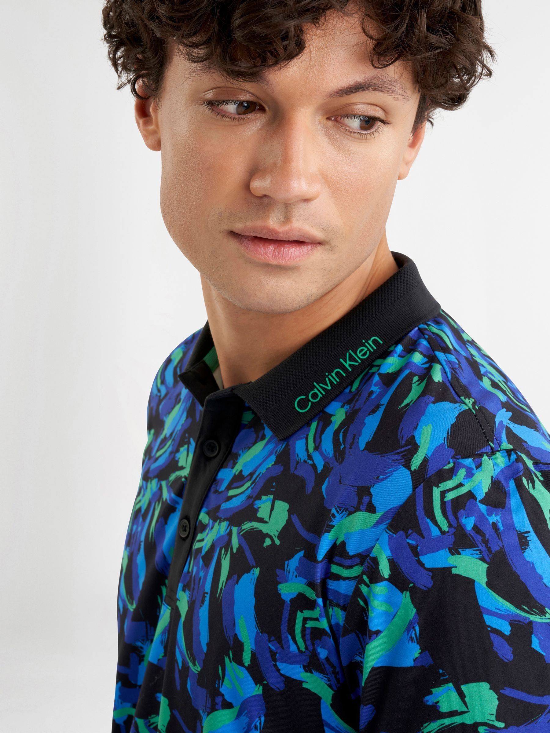 Buy Calvin Klein Golf Blue Bushstroke Print Polo Shirt from Next Japan