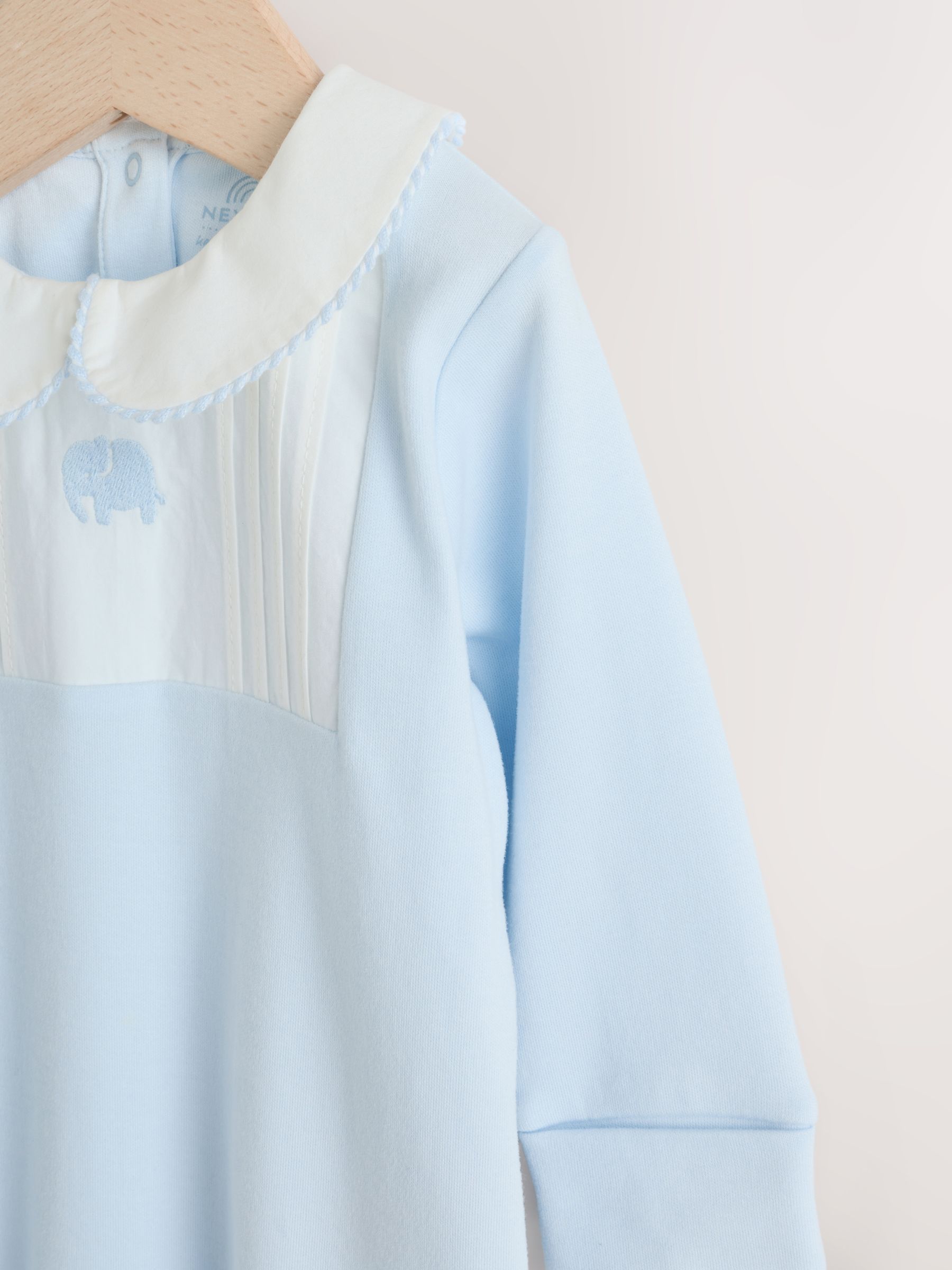 Buy Blue - Occasion Collared Baby Sleepsuit (0-2yrs) from Next Saudi Arabia
