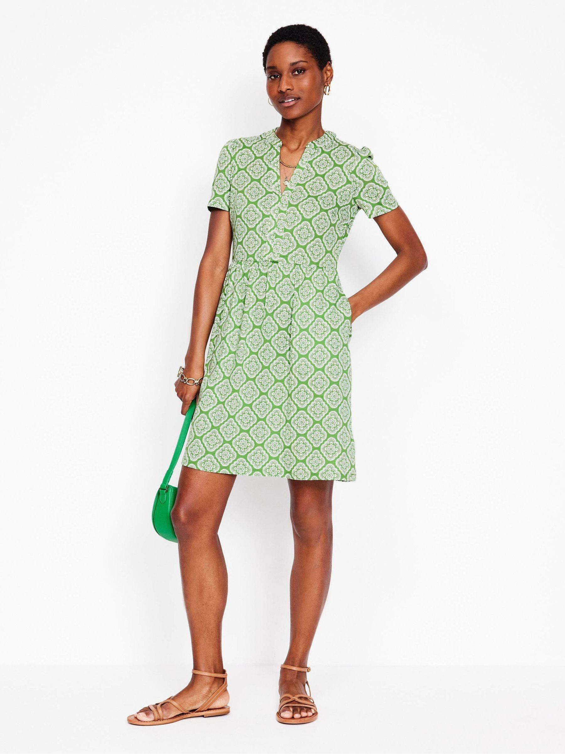 Buy Boden Green Naomi Short Sleeve Dress from the Next UK online shop