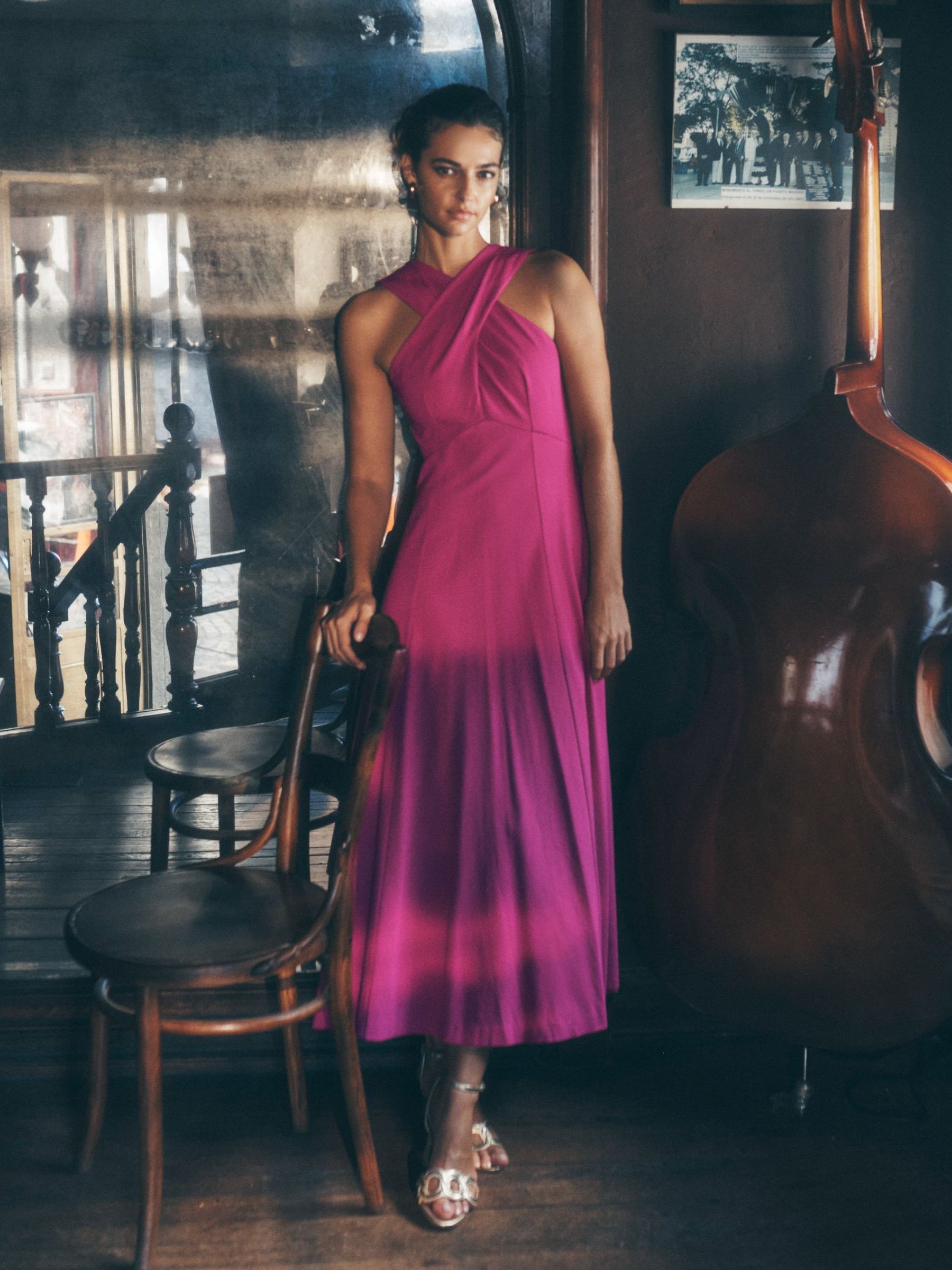 Buy Boden Pink Cross Front Ponte Dress from the Next UK online shop
