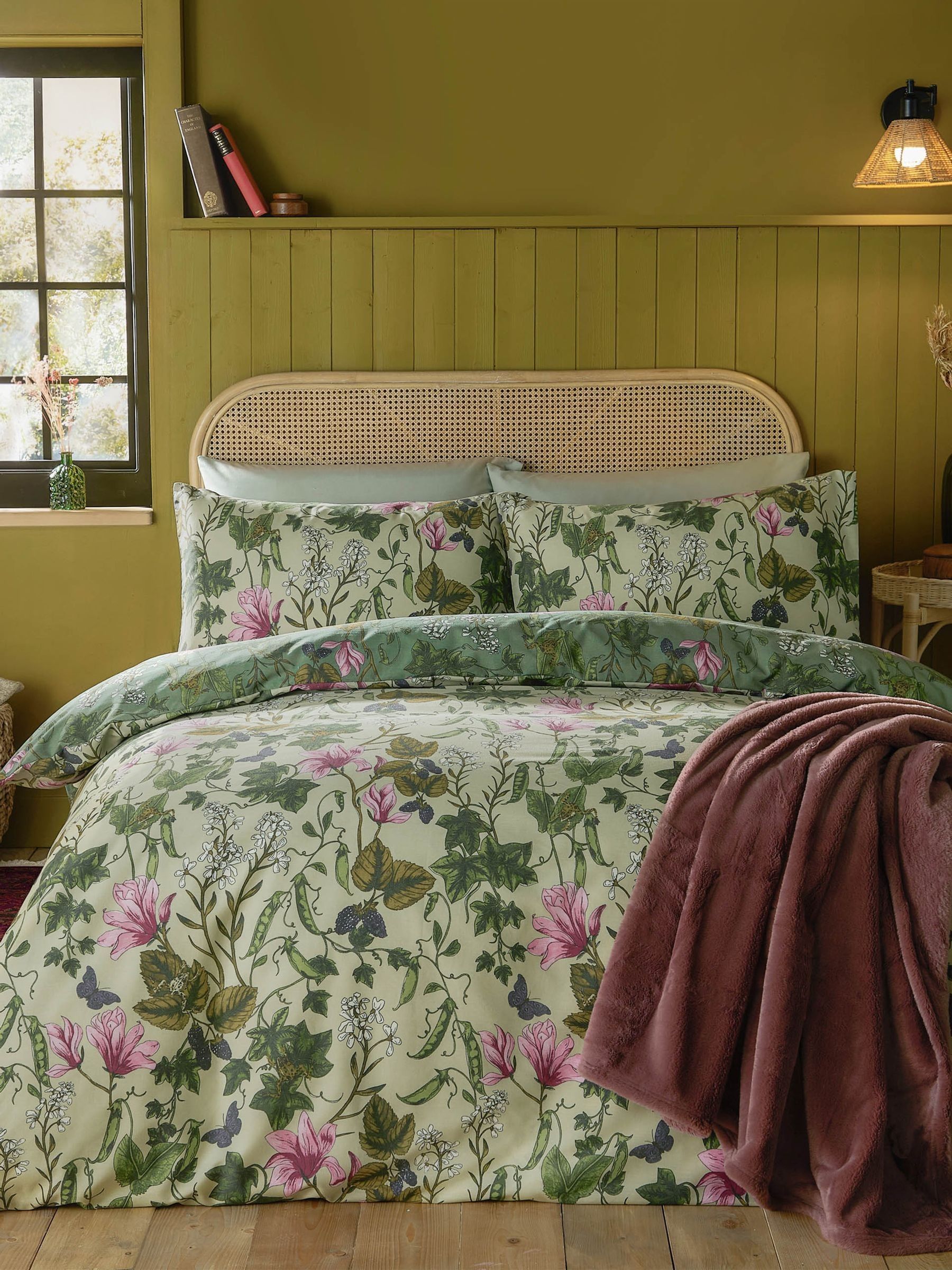 Buy Furn Green Mystic Berry Reversible Duvet Cover and Pillowcase Set ...