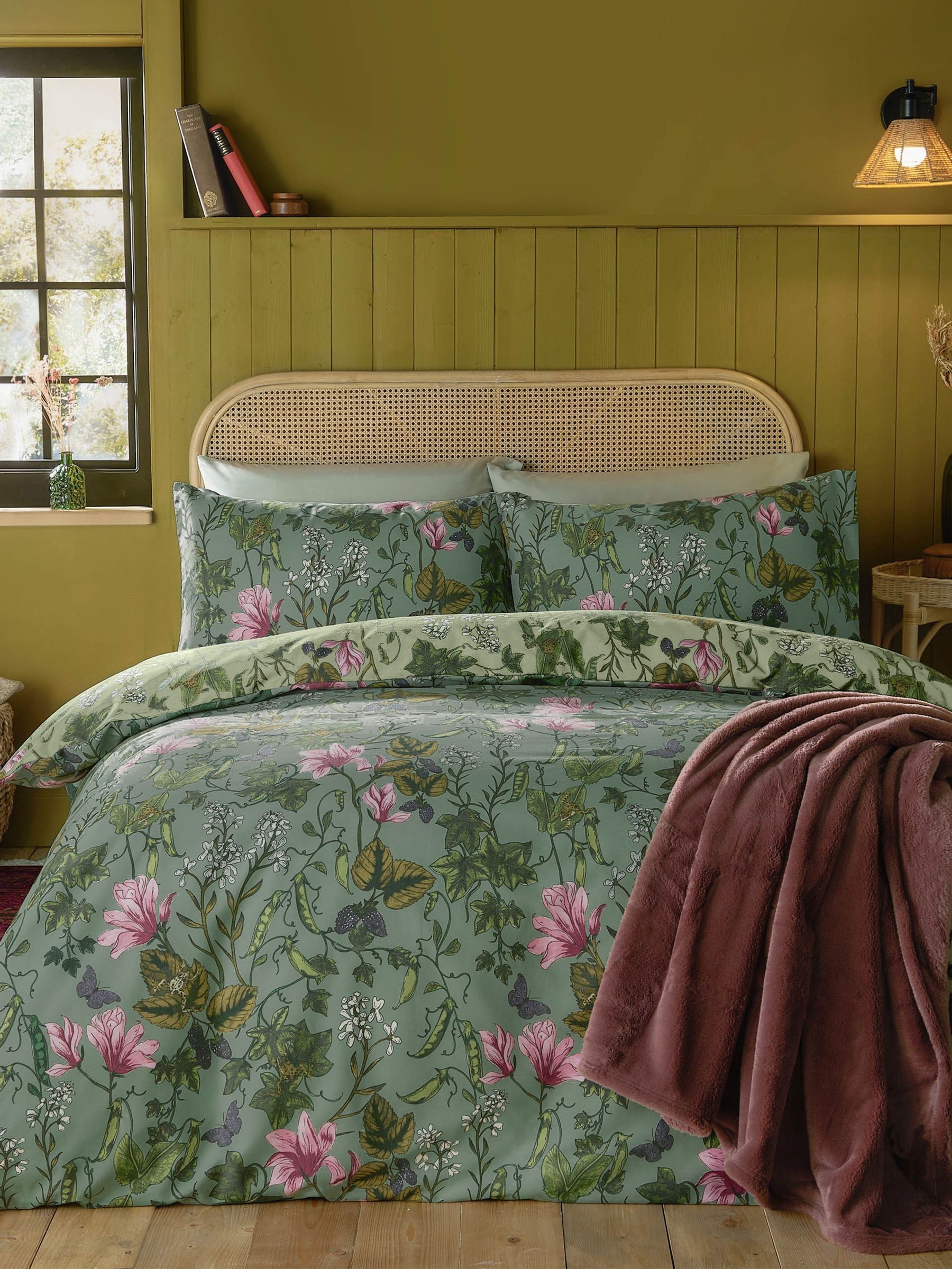 Buy Furn Green Mystic Berry Reversible Duvet Cover and Pillowcase Set ...