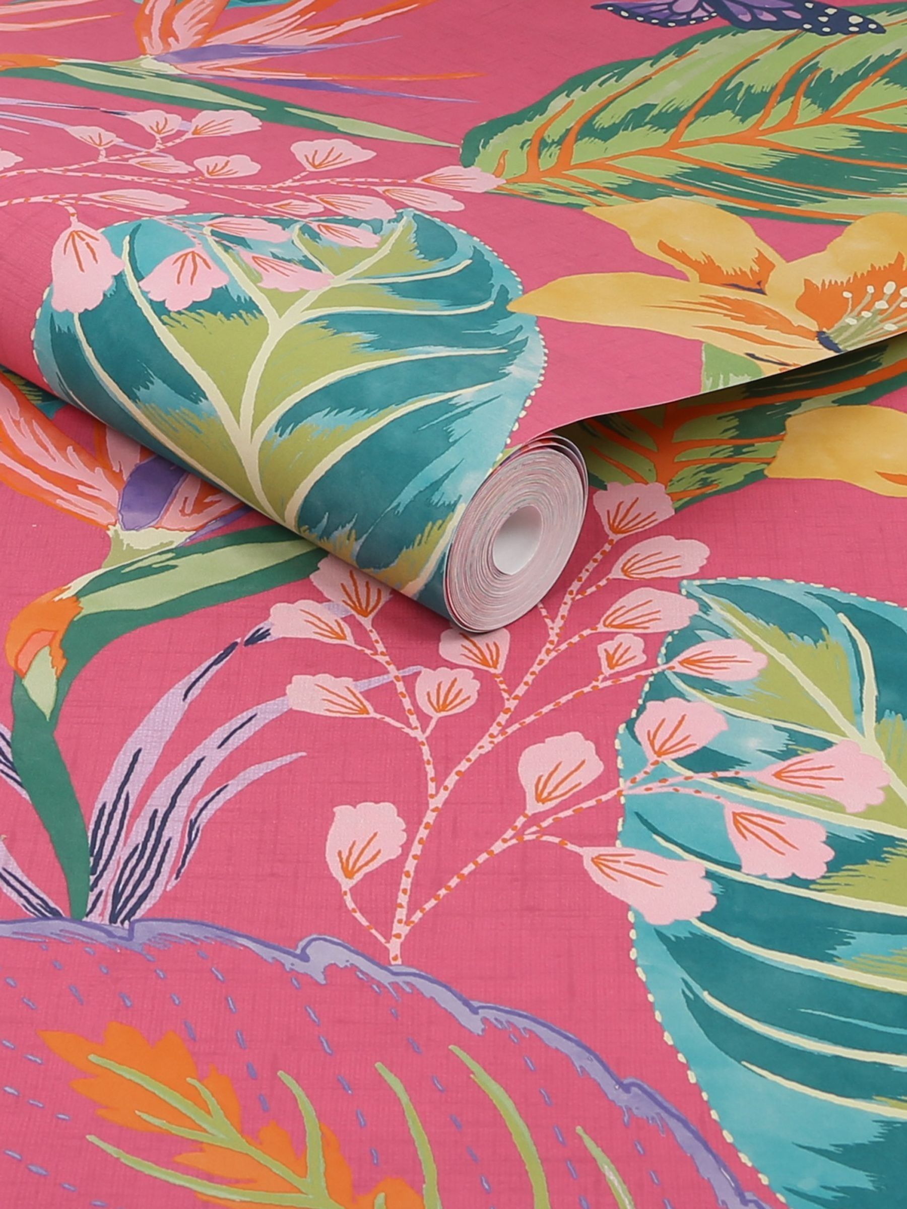 Buy Graham & Brown Hot Pink Envy Eden Night 10M Wallpaper from the Next ...