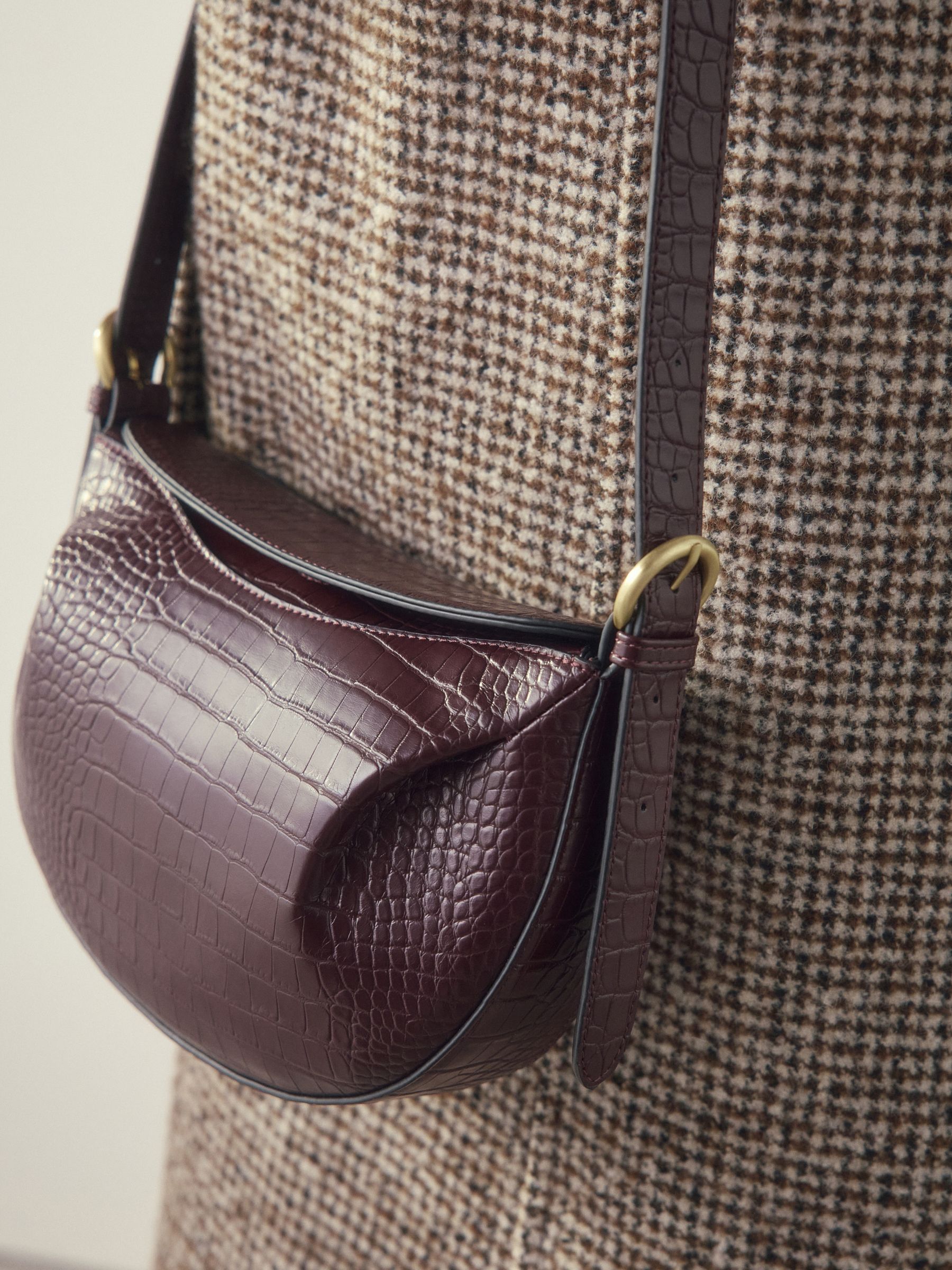 Buy Burgundy Red Croc Effect Cross-Body Bag from Next Bahrain
