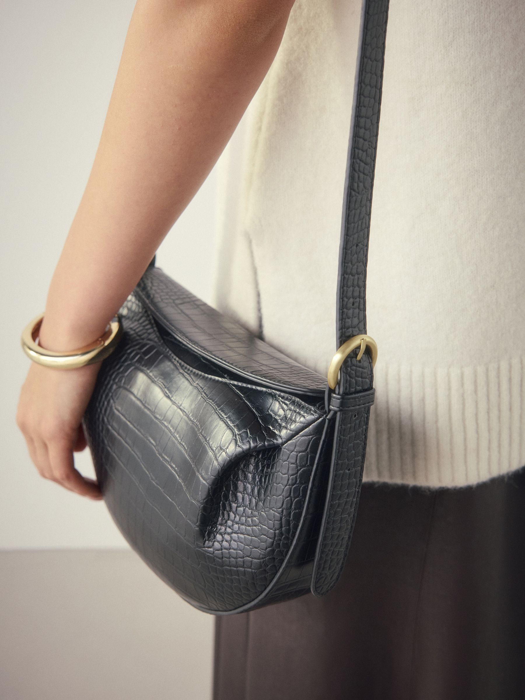Buy Black Croc Effect Cross-Body Bag from Next Malaysia