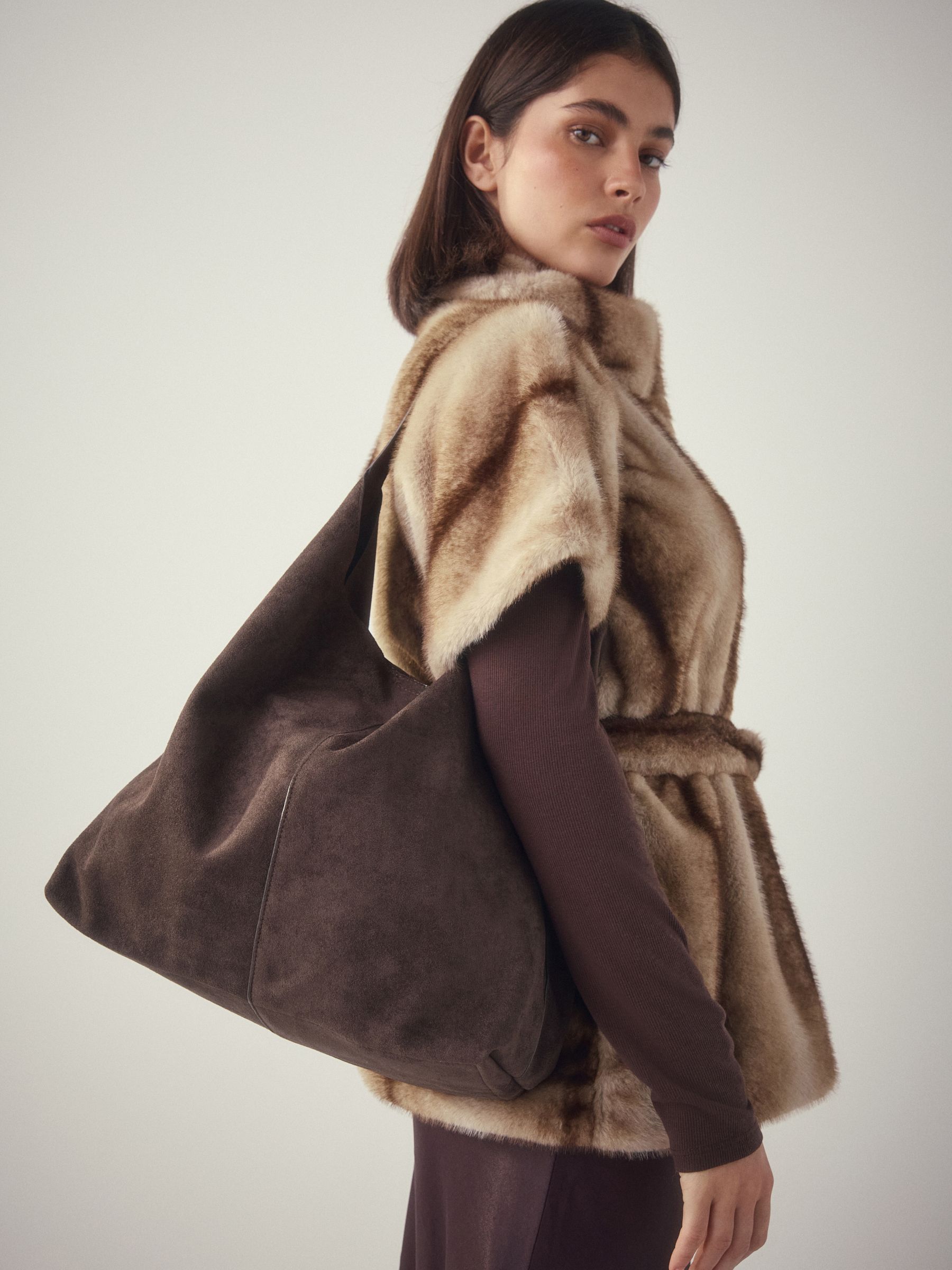 Buy Chocolate Brown Faux Suede Slouchy Shoulder Bag from the Next UK ...