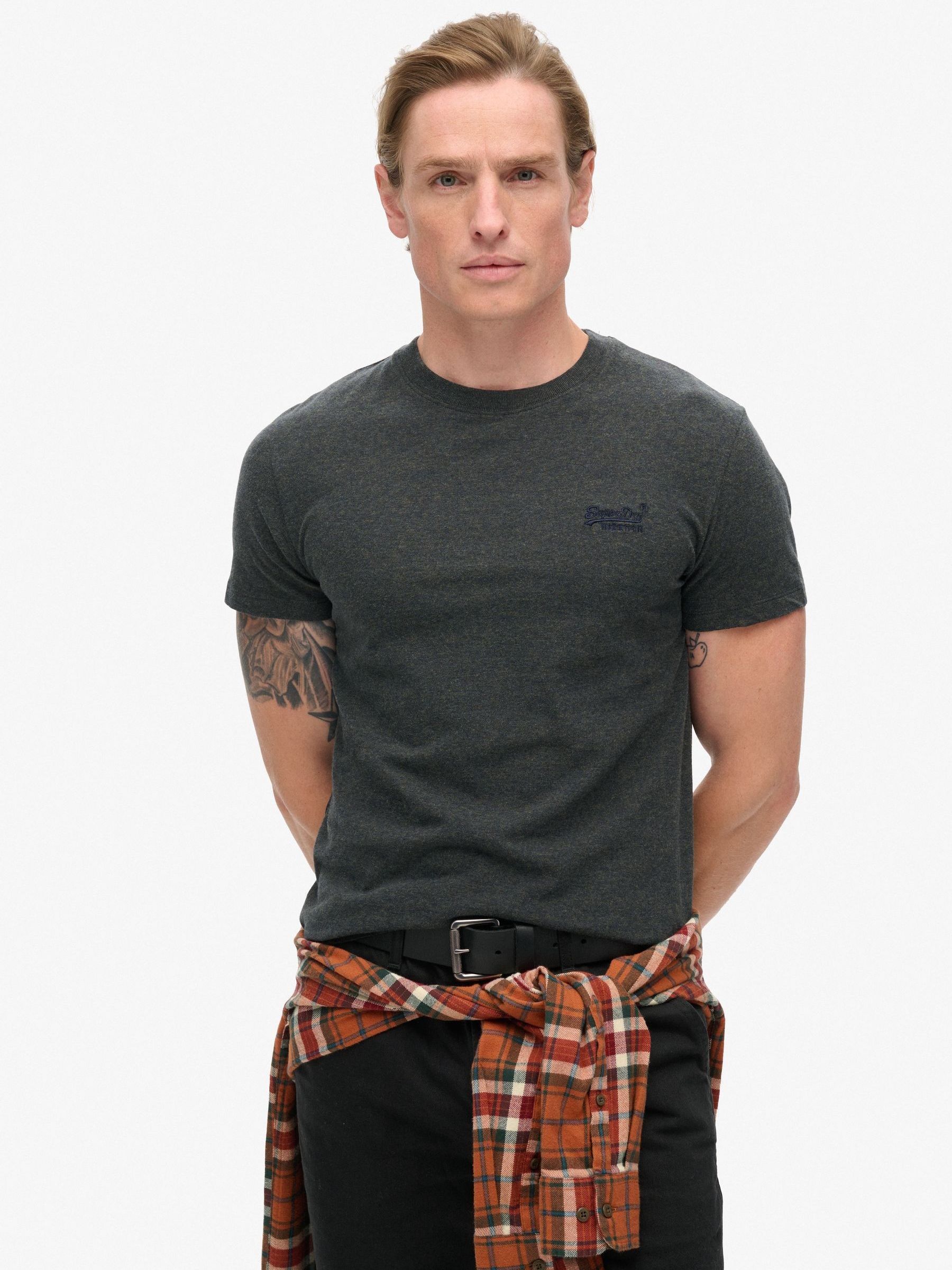 Buy Superdry Dark Navy Blue Essential Logo Embroidery T-Shirt from the ...