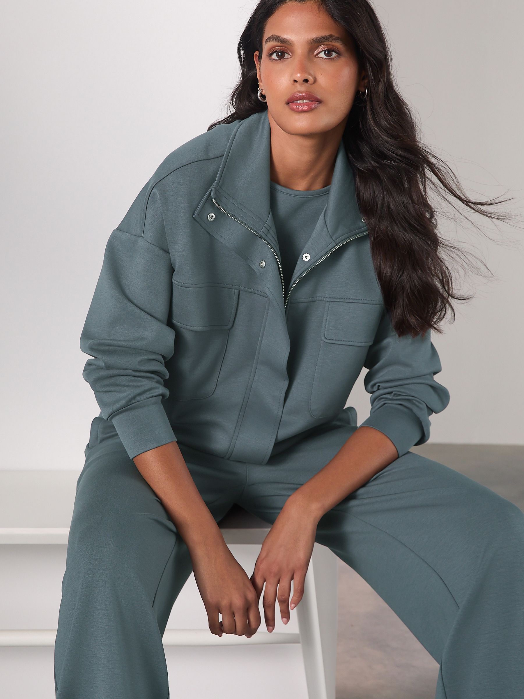 Buy Teal Blue Viscose Slinky Utility Jacket from the Next UK online shop