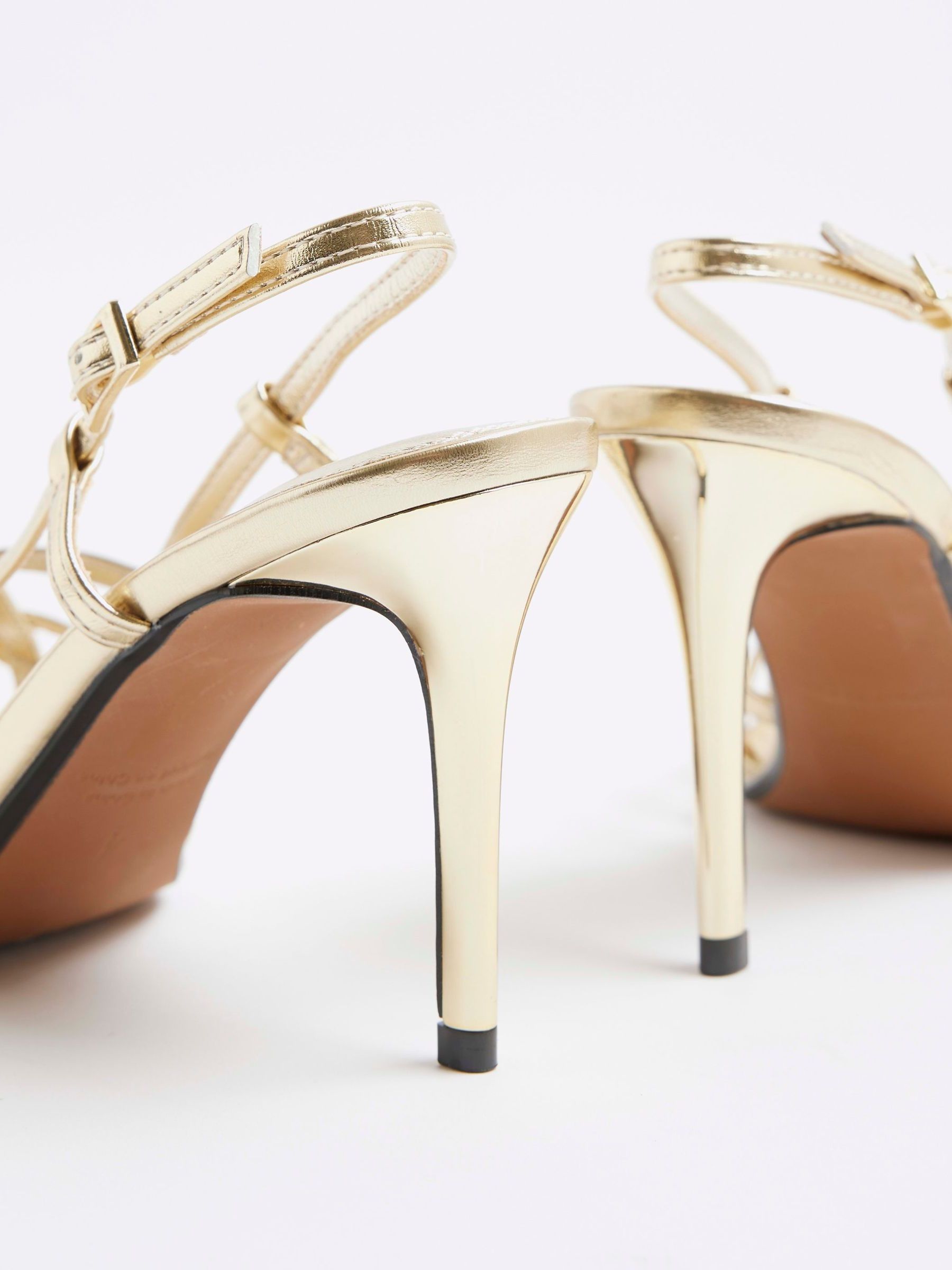 Buy River Island Gold Caged Square Toe Heels from the Next UK online shop