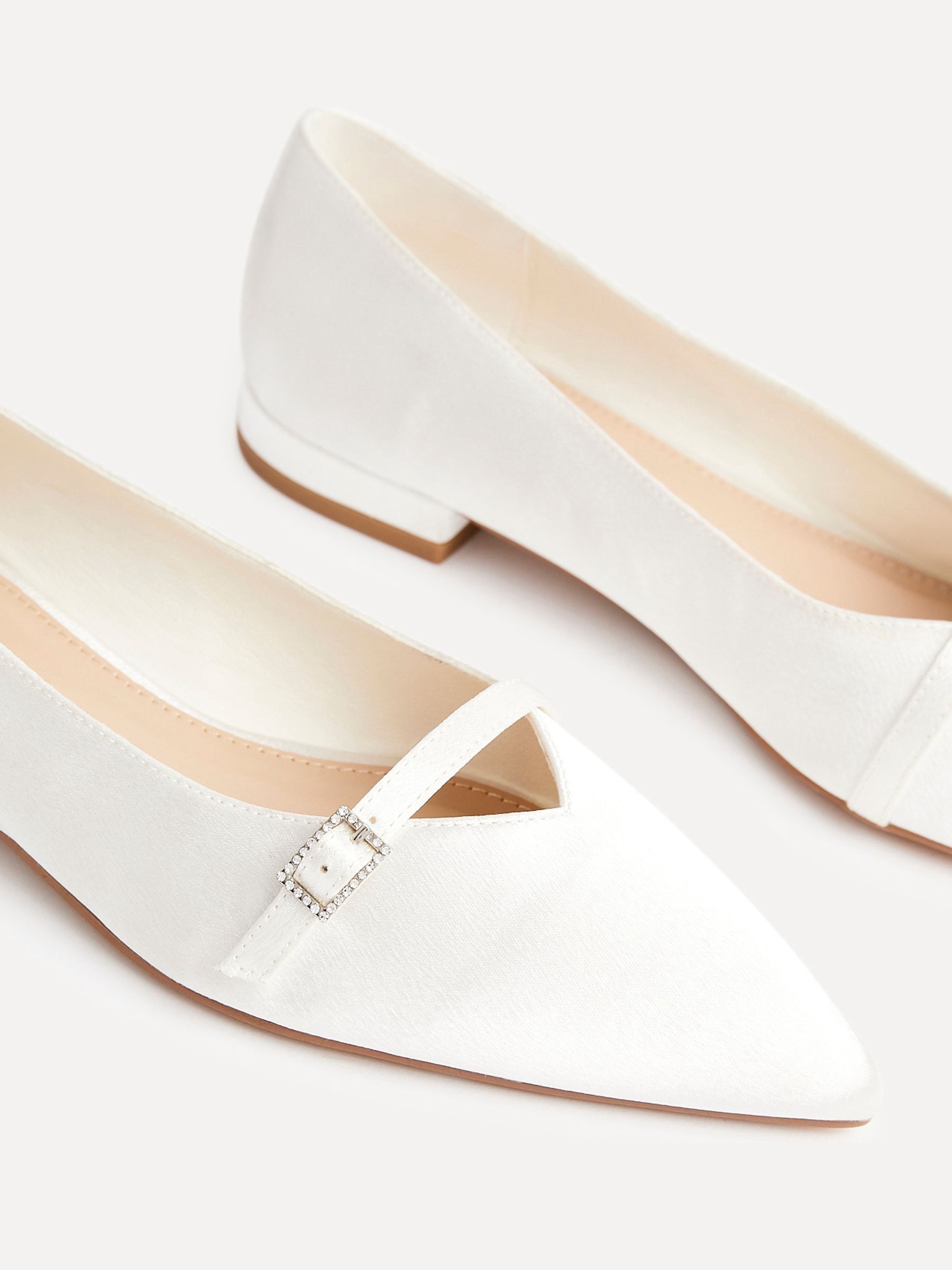 Buy Linzi Cream Bridal Engaged Pointed Toe Ballet Flats With Buckle ...