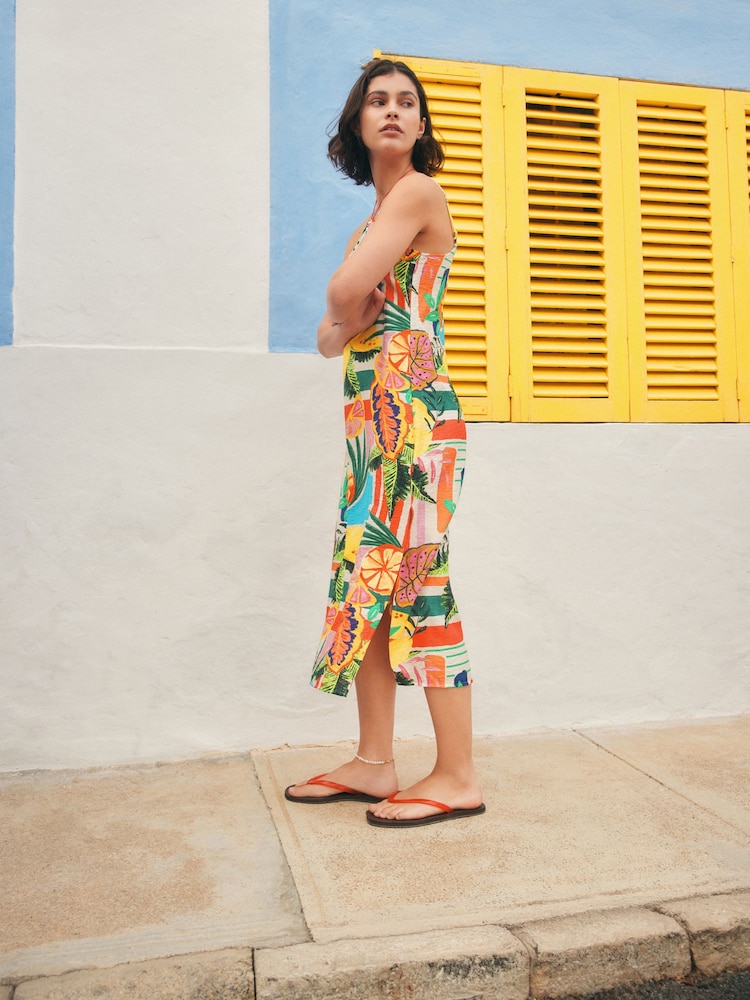 Buy Multi/Orange Print Midi Slip Summer Dress from the Next UK online shop