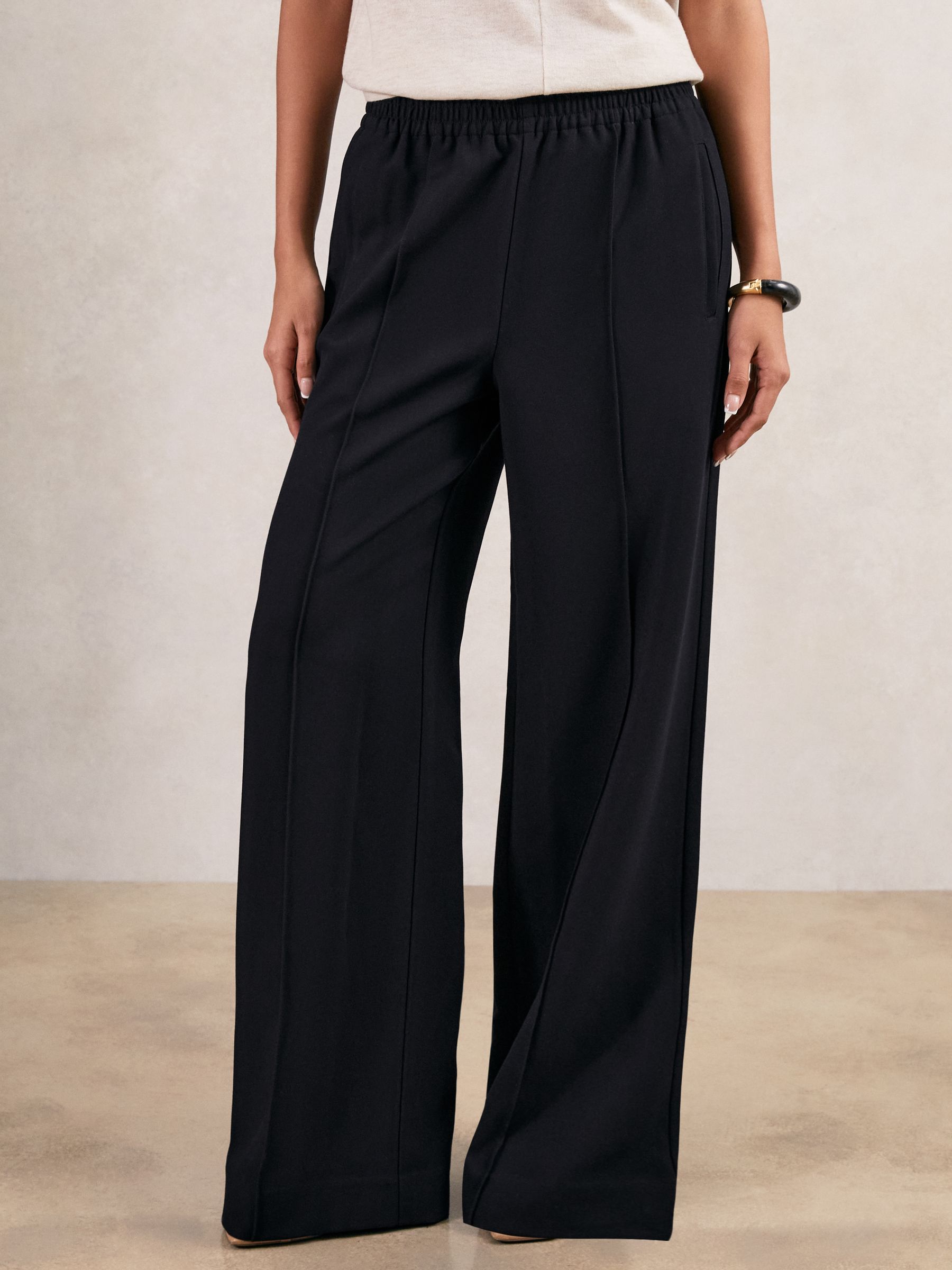 Buy Reiss Navy Robyn Wide-Leg Elasticated-Waist Trousers from Next ...