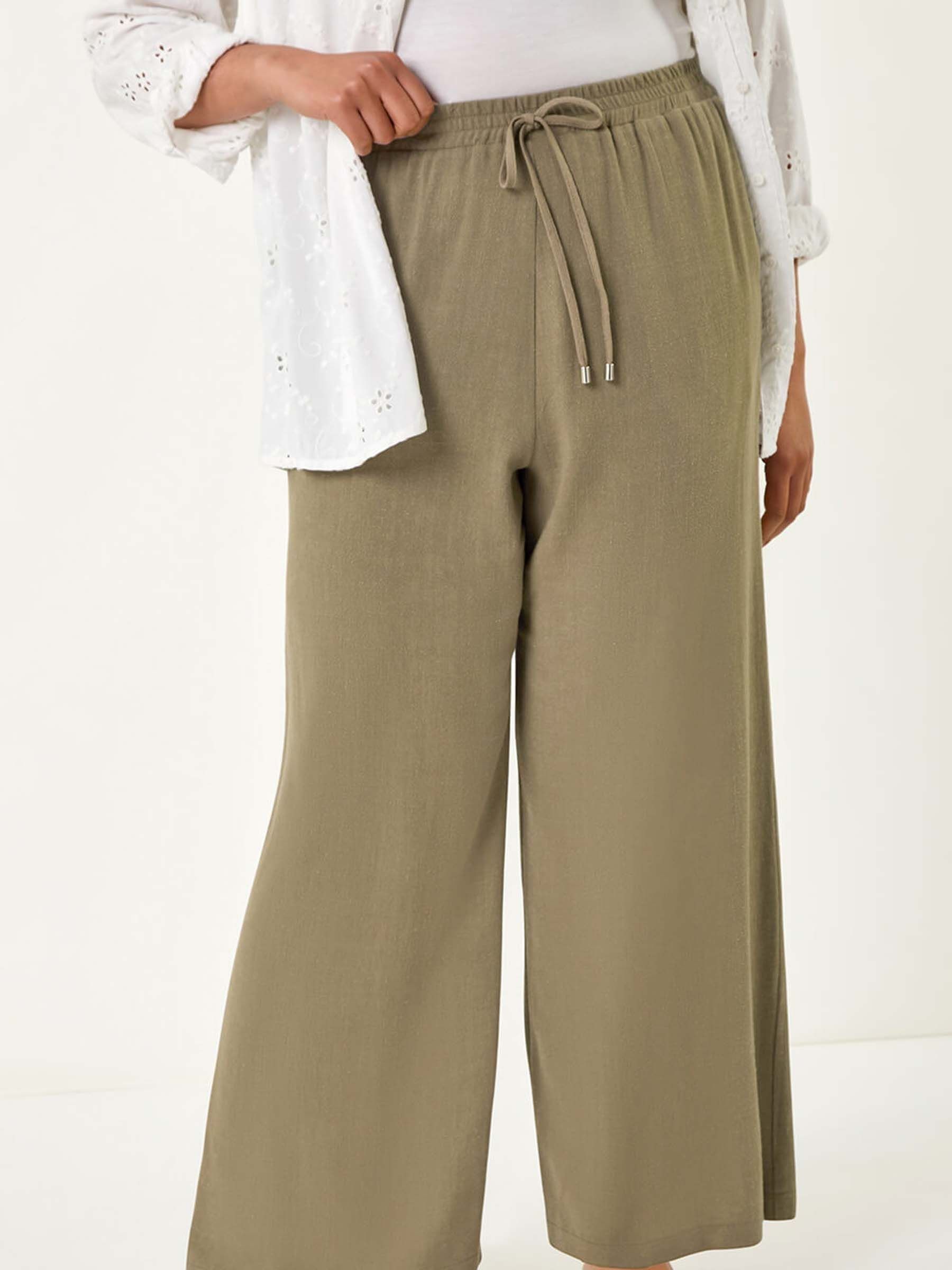 Buy Roman Khaki Green Curve Linen Mix Trousers from the Next UK online shop