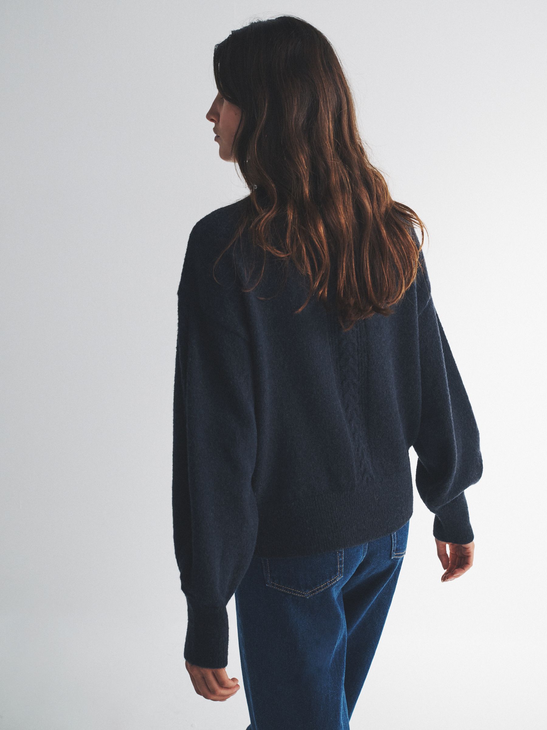 Buy The Set 2 Pack High Neck Cable Jumpers Chocolate Brown/Navy Blue ...