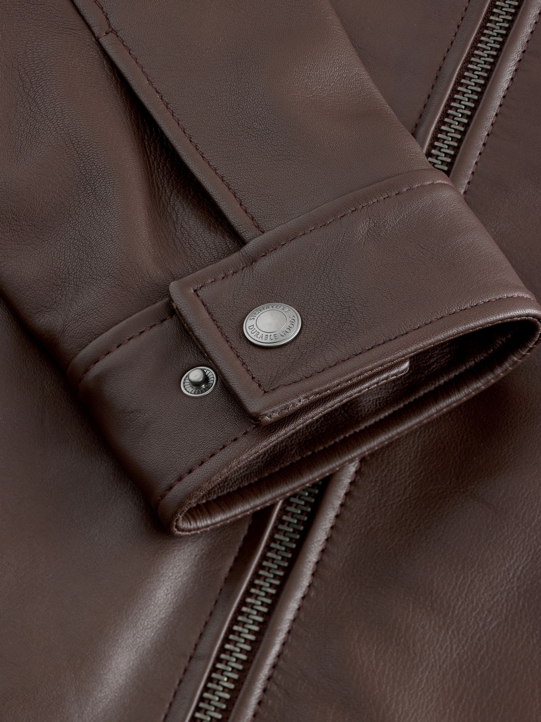 Buy Brown Signature Leather Collared Jacket from the Next UK online shop