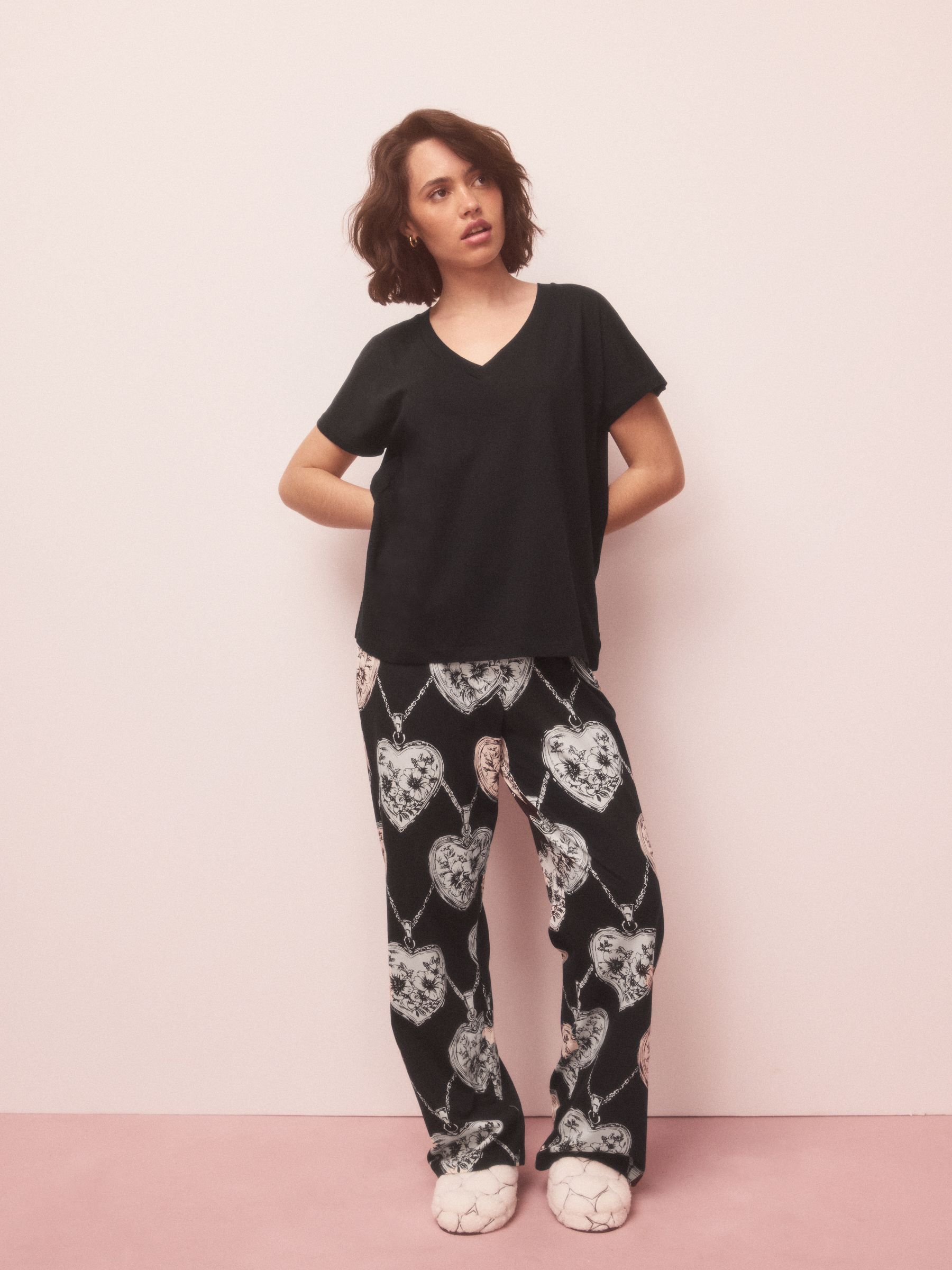 Buy Monochrome Heart Short Sleeve Pyjamas from Next Israel