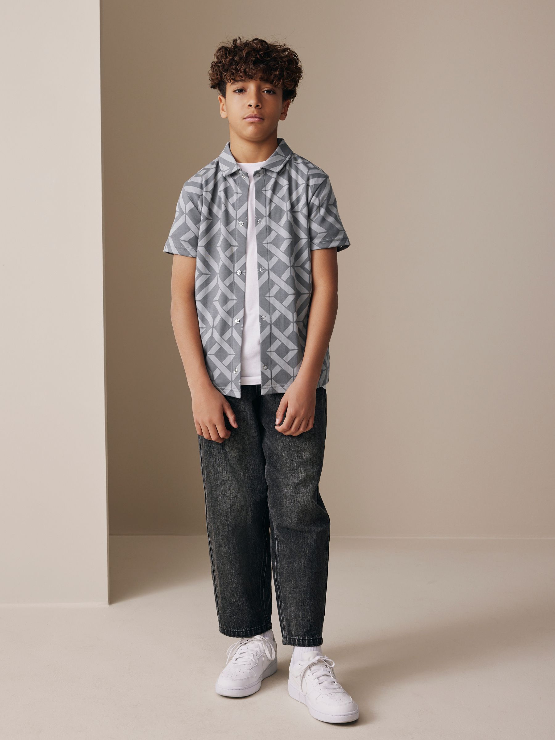 Buy Grey Geo Short Sleeve Jersey Shirt (3-16yrs) from Next USA