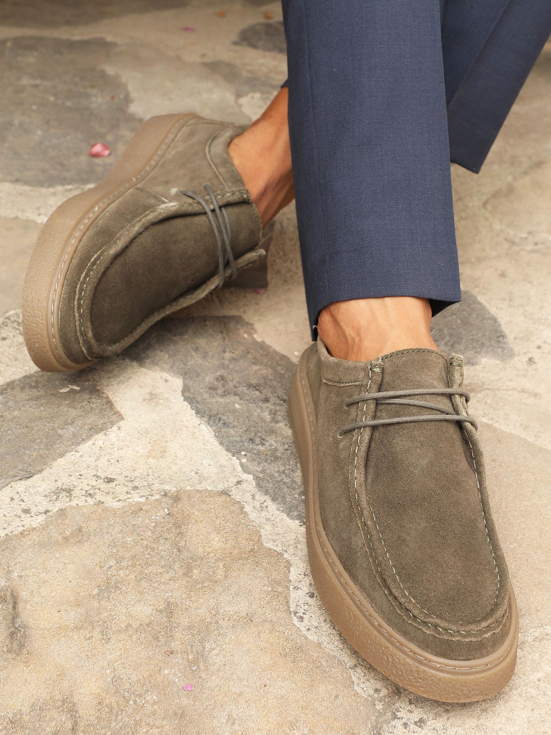 Buy Off The Hook Green Els Suede Leather Casual Lace-Up Boat Shoes from ...