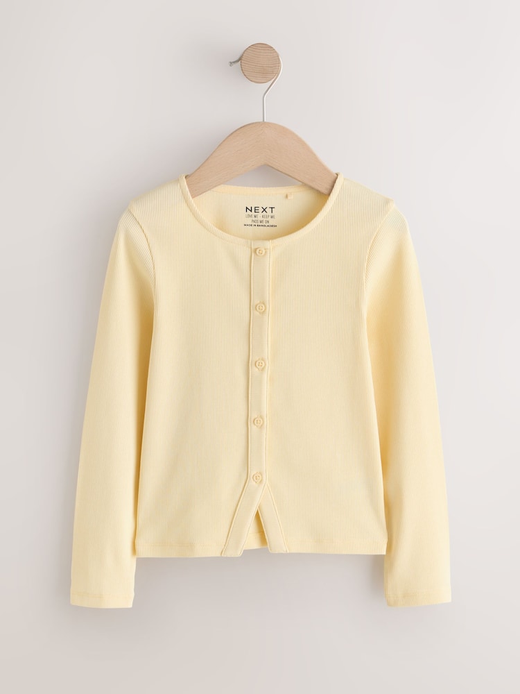 Buy Yellow Long Sleeve Ribbed Cardigan (3-16yrs) from Next France