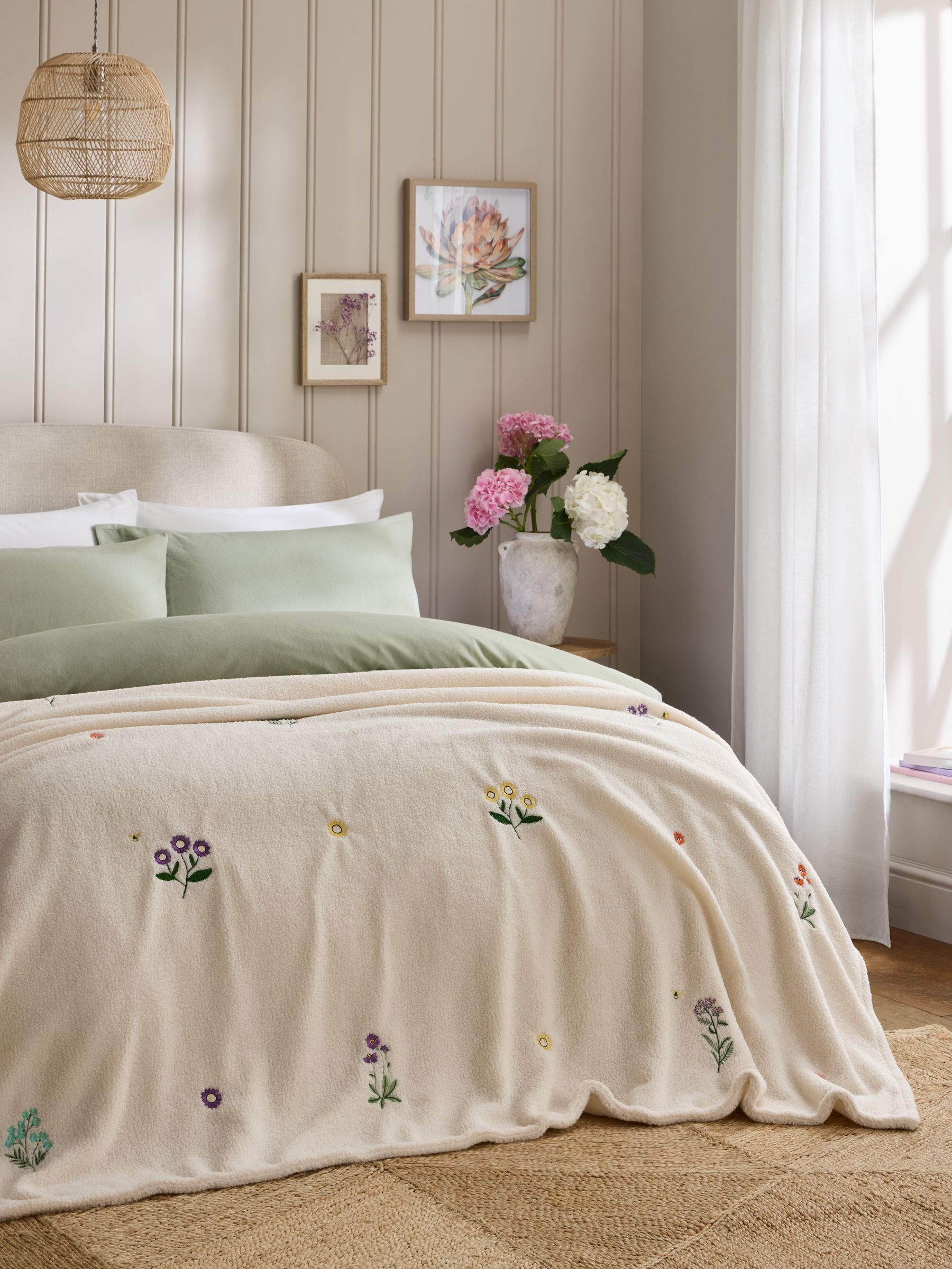 Buy Natural Maisie Embroidered Spring Floral Throw from the Next UK ...