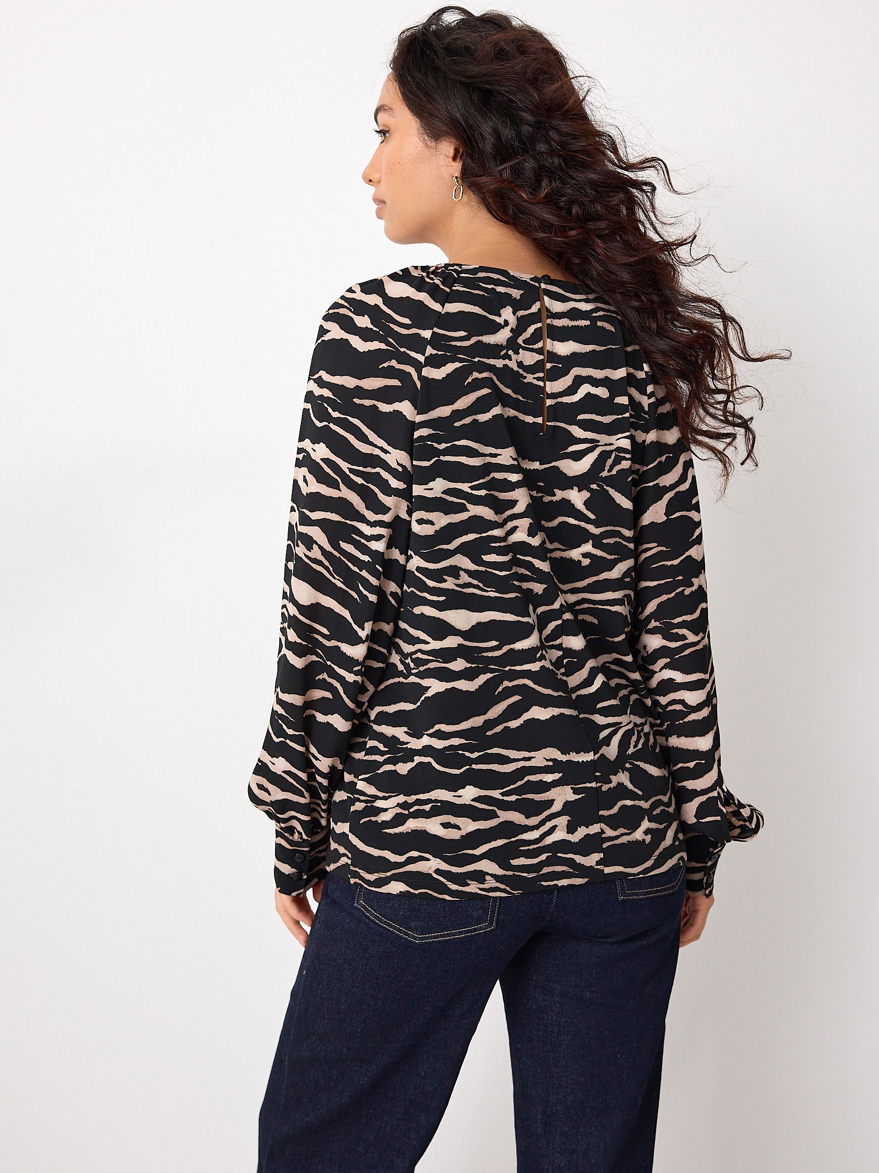 Buy Zebra Print Long Sleeve Crew Neck Blouse from the Next UK online shop