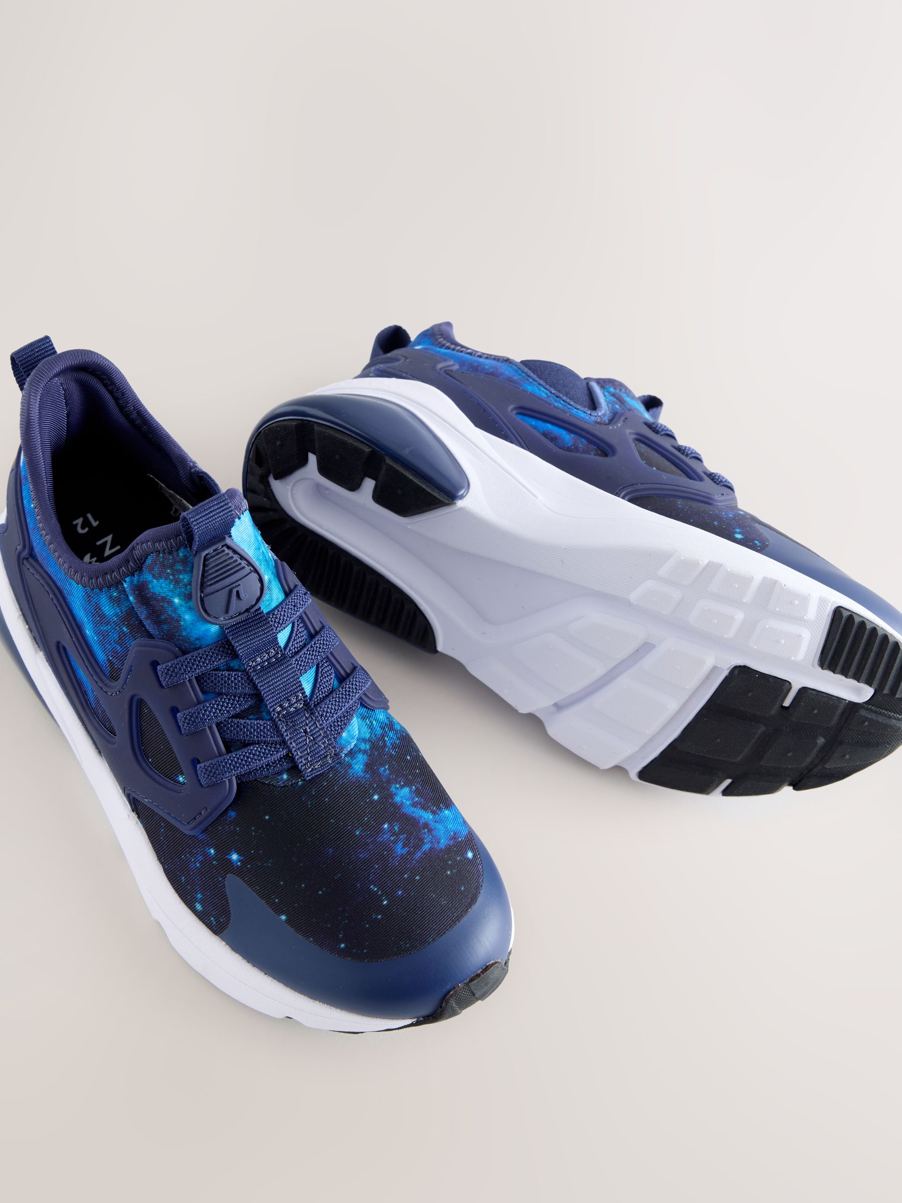 Buy Blue Galaxy Standard Fit (F) Elastic Lace Trainers from Next Ireland