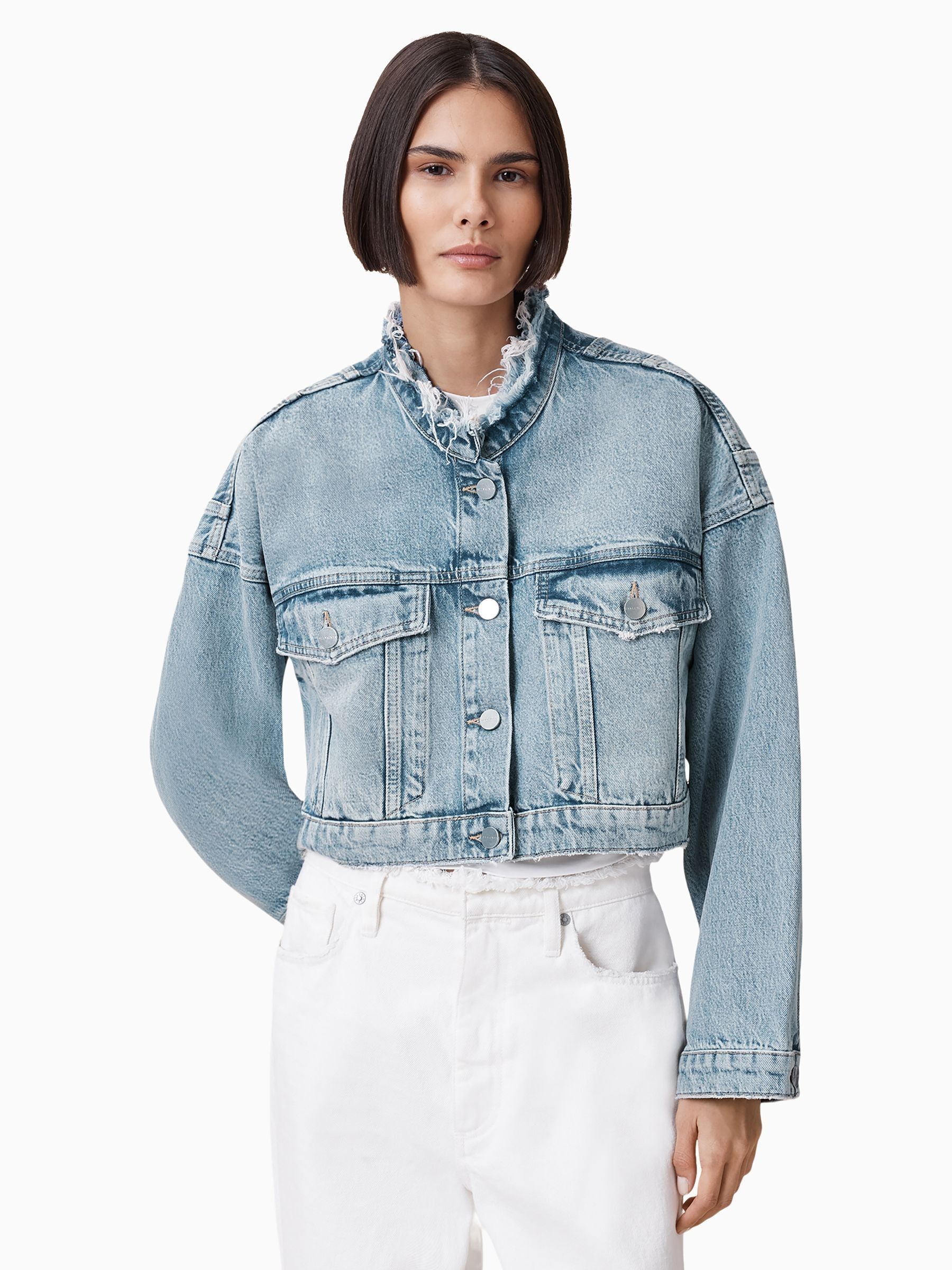 Buy AllSaints Blue Sonny Crop Jacket from the Next UK online shop