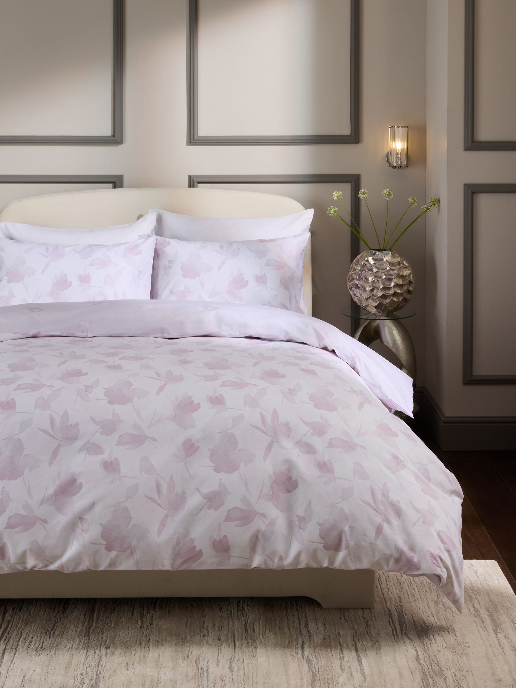 Buy 2 Pack Lilac Purple Floral Reversible Duvet Cover and Pillowcase ...