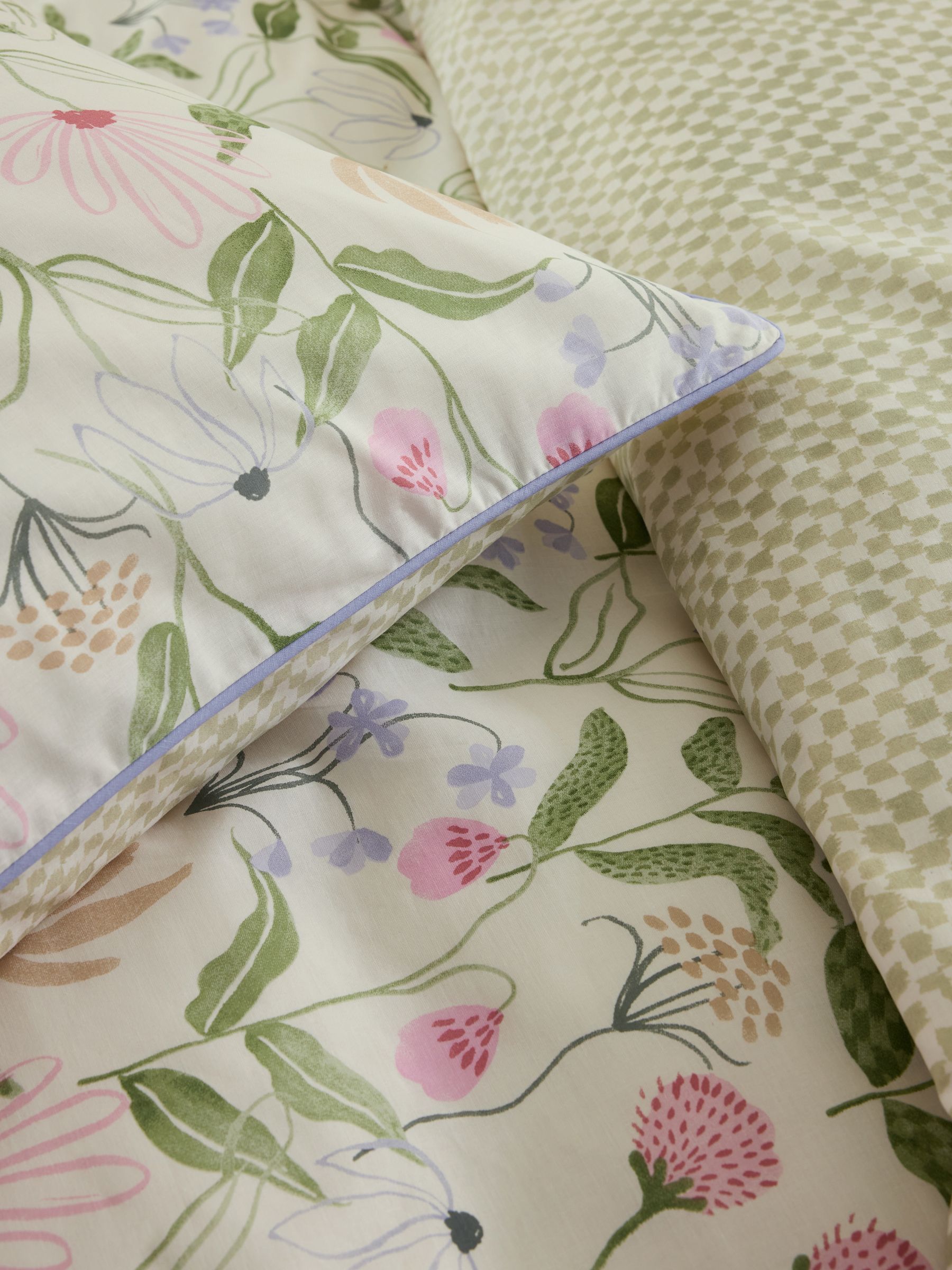 Buy Multi Floral Print Checkerboard 100% Cotton Duvet Cover and ...