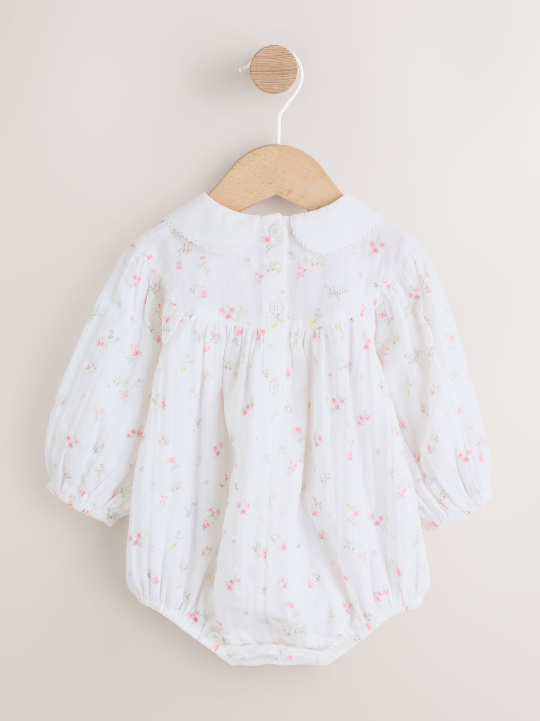 Buy White/Pink Ditsy Baby Bloomer Rompers Set 2 Piece with Tights ...