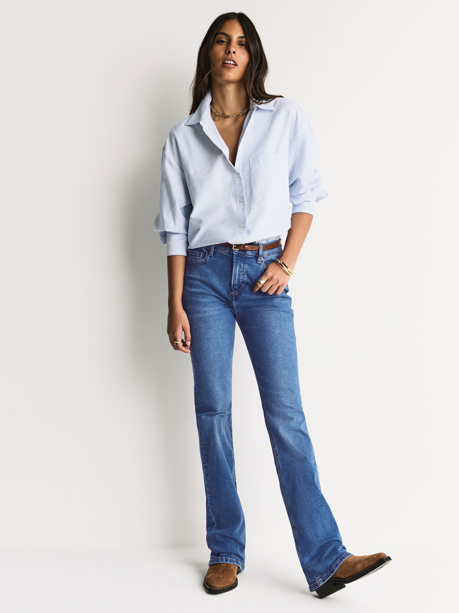 Buy Mid Blue Mid Rise Stretch Bootcut Jeans from the Next UK online shop