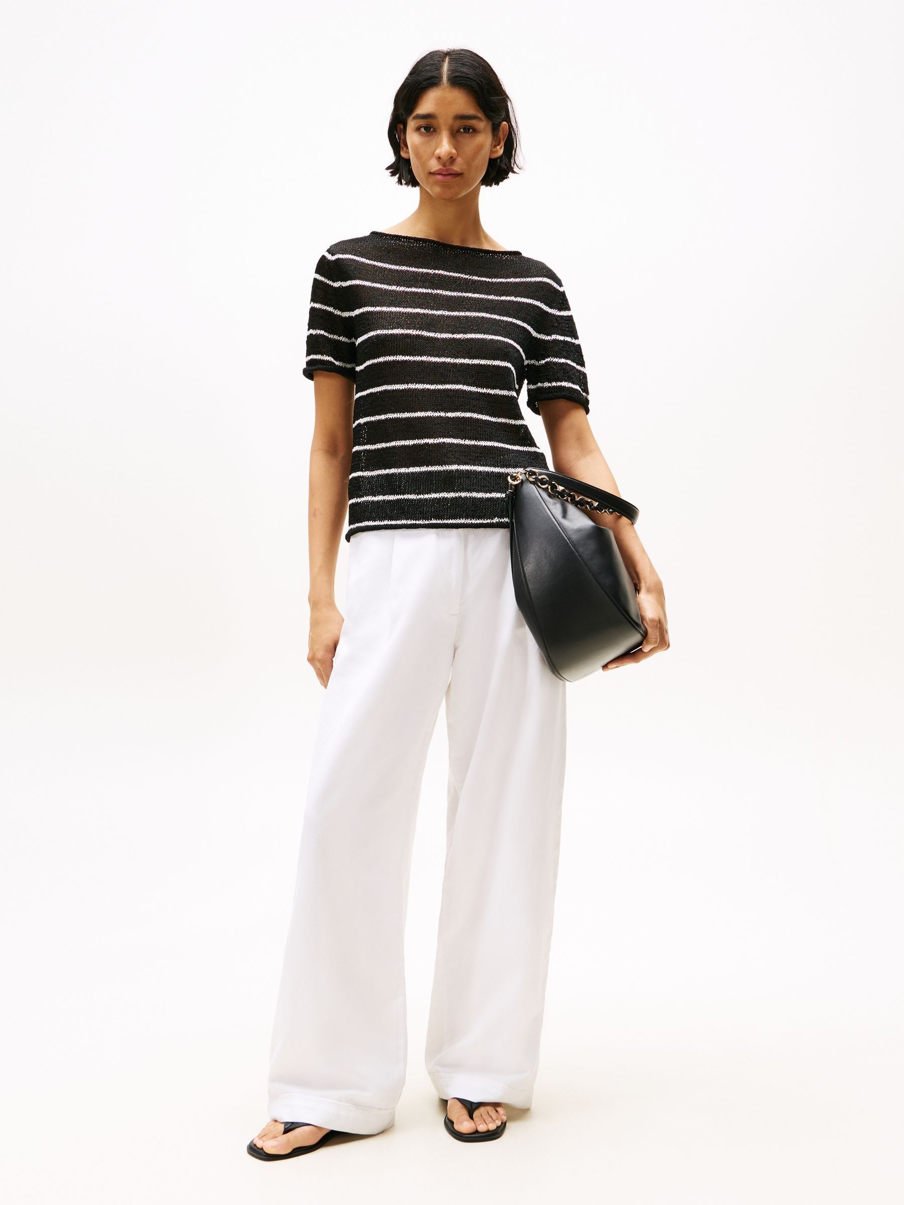Buy Tommy Hilfiger White Wide Leg Trousers With Linen from the Next UK ...