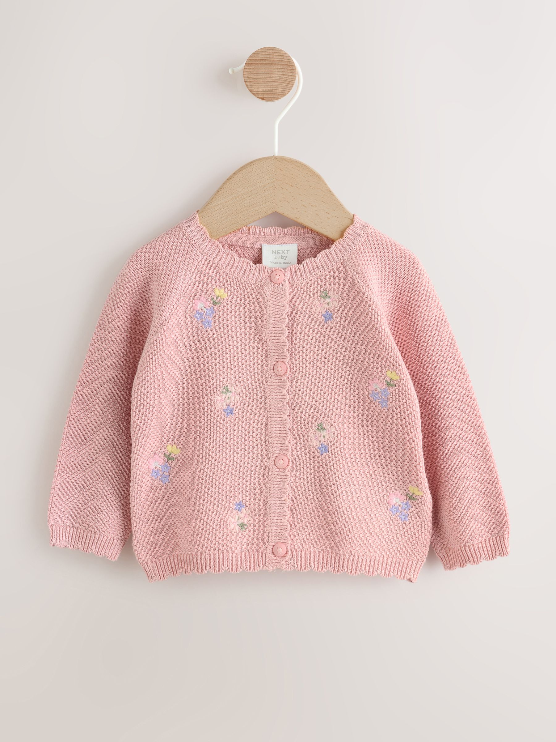 Buy Pink Floral Embroidered Floral Embroidered Baby Cardigan (0mths ...