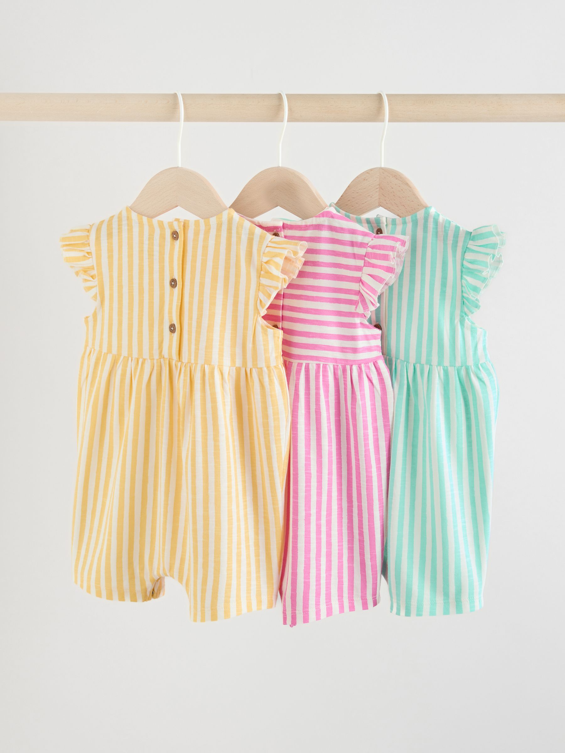 Buy Multi Bright Colour Stripe Baby Rompers 3 Pack from the Next UK ...