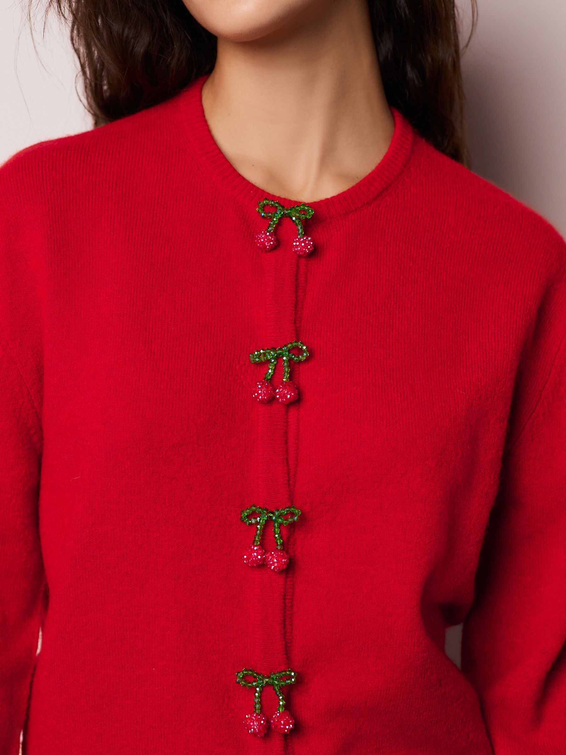 Buy Red Cherry Buttons Crew Neck Knitted Cardigan from Next USA