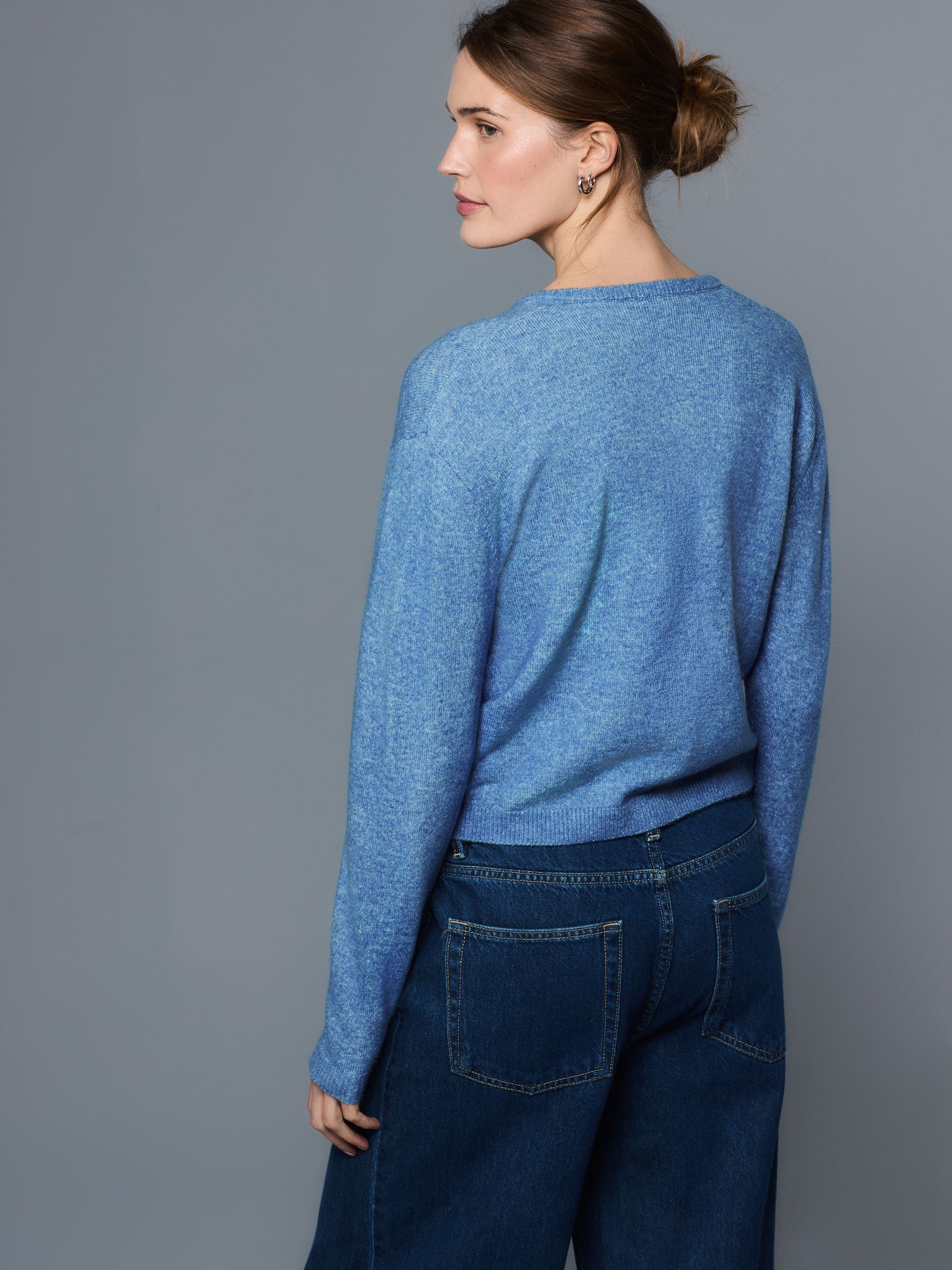 Buy Chambray Blue Embellished Crew Neck Knitted Cardigan from Next Israel