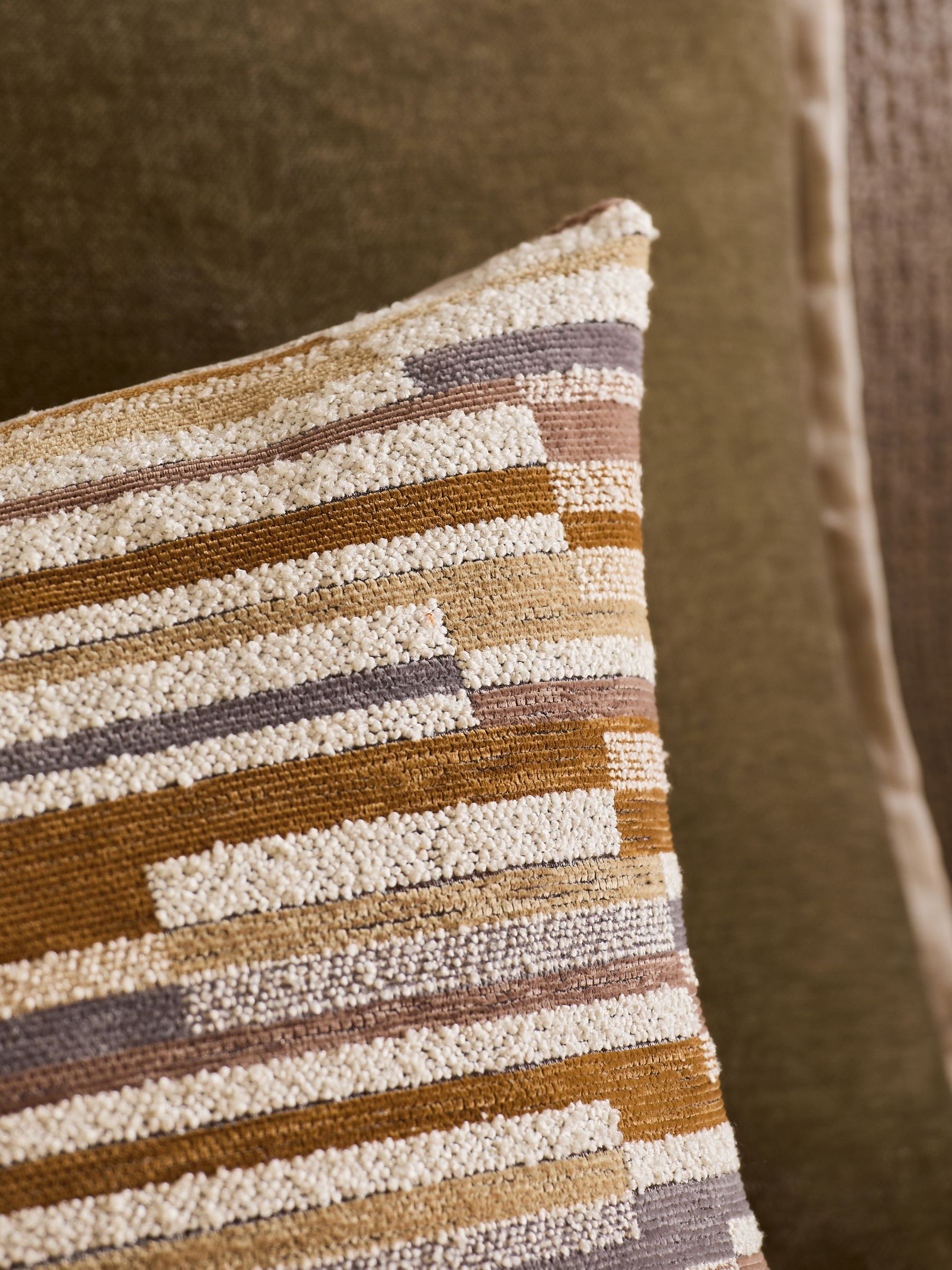 Buy Ochre Yellow 40 x 59cm Cut Velvet Textured Stripe Cushion from the ...