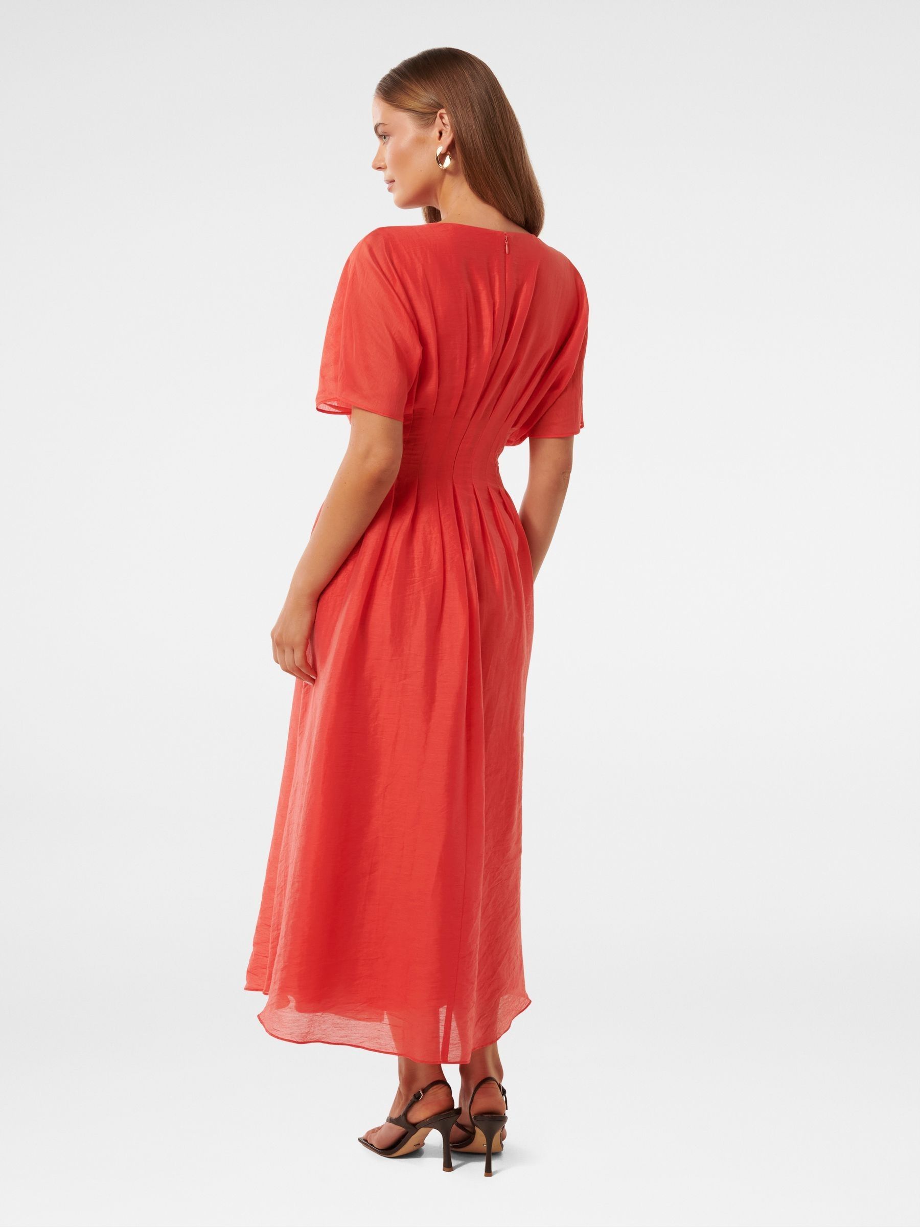 Buy Forever New Red Eve Seam Detail Midi Dress with A Touch Of Linen ...