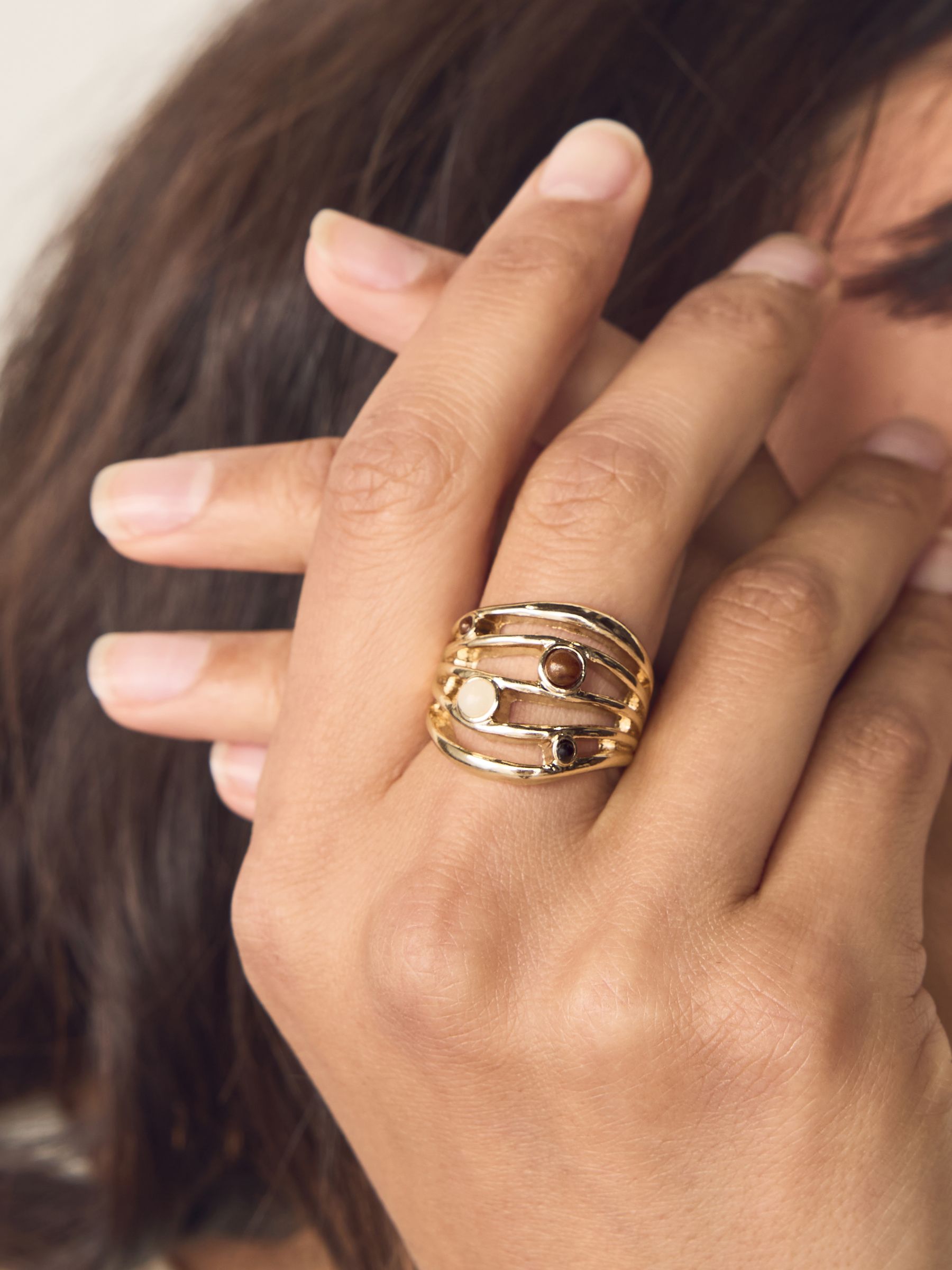 Buy Gold Tone Stone Insert Ladder Ring from the Next UK online shop