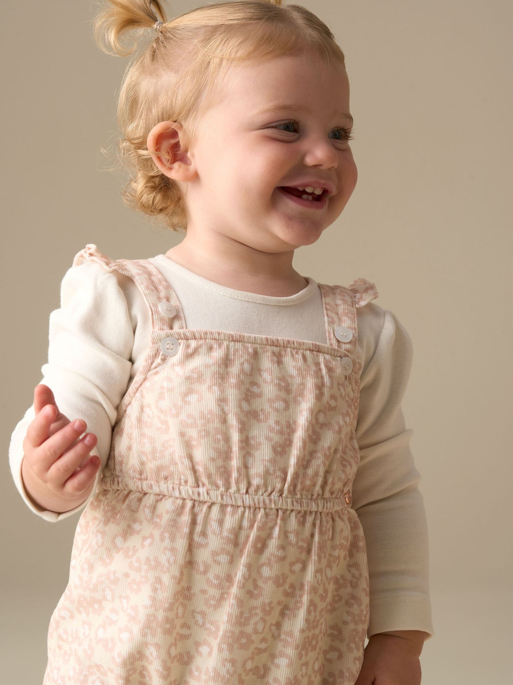 Buy Angel & Rocket Nude Nellie Animal Print Cord Dungaree & Bodysuit ...