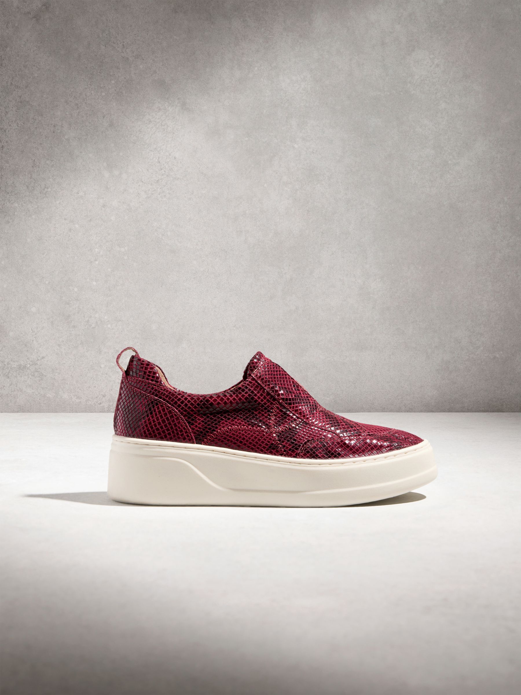 Buy Red Croc Effect Signature Leather Chunky Wedge Platform Trainers ...