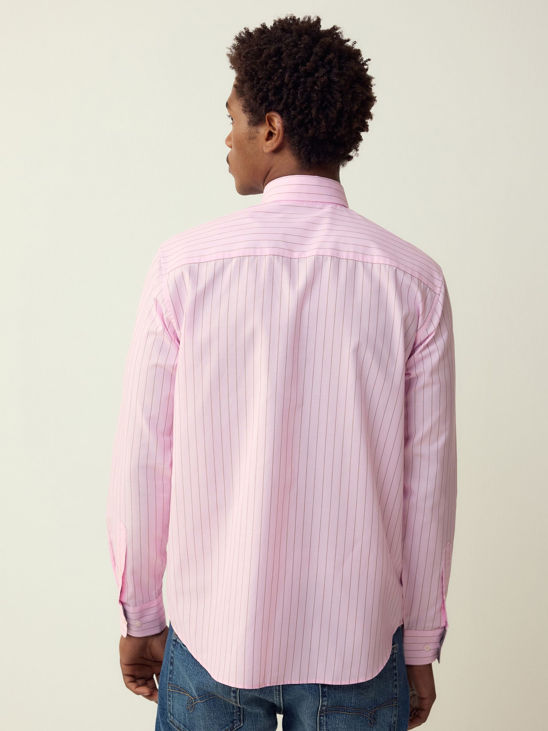 Buy Pink Stripe Regular Fit Easy Iron Button Down Oxford Shirt from ...