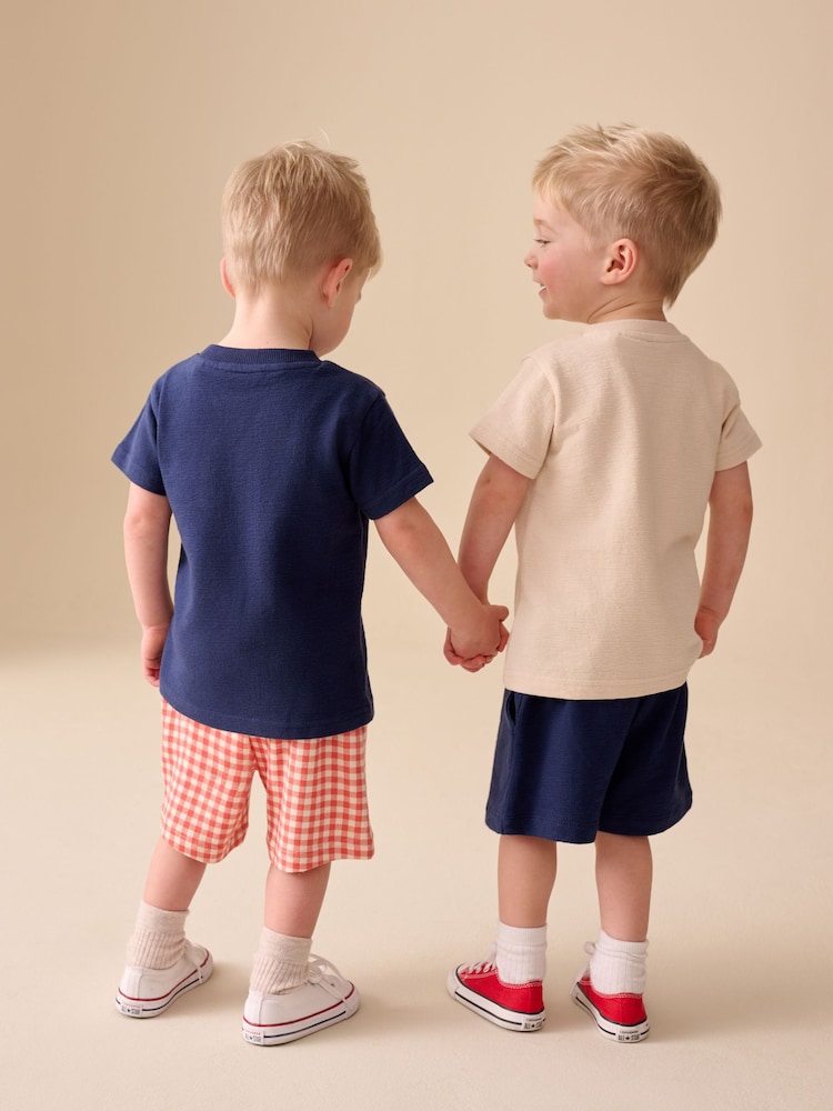 Buy Navy/Cream Padded Sea Animals Short Sleeve T-Shirt and Shorts Set 2 ...