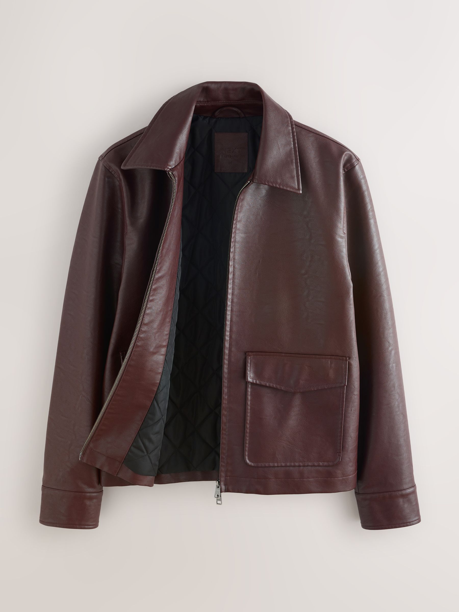 Buy Brown Faux Leather Patch Pockets Jacket from the Next UK online shop