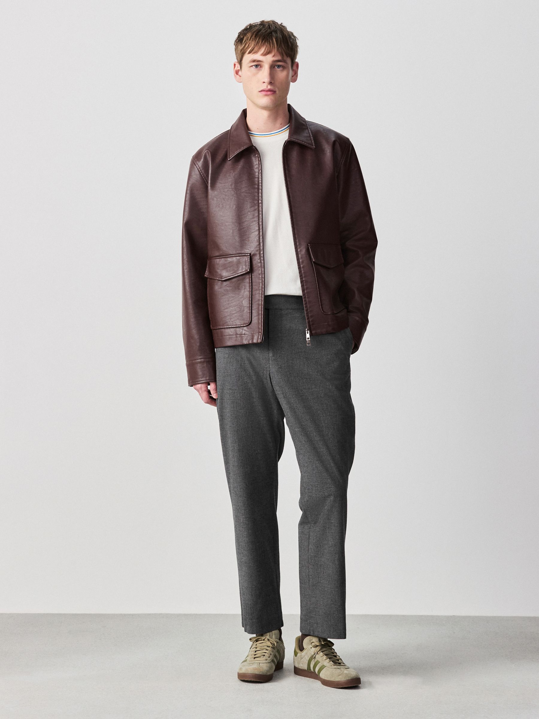 Buy Brown Faux Leather Patch Pockets Jacket from the Next UK online shop