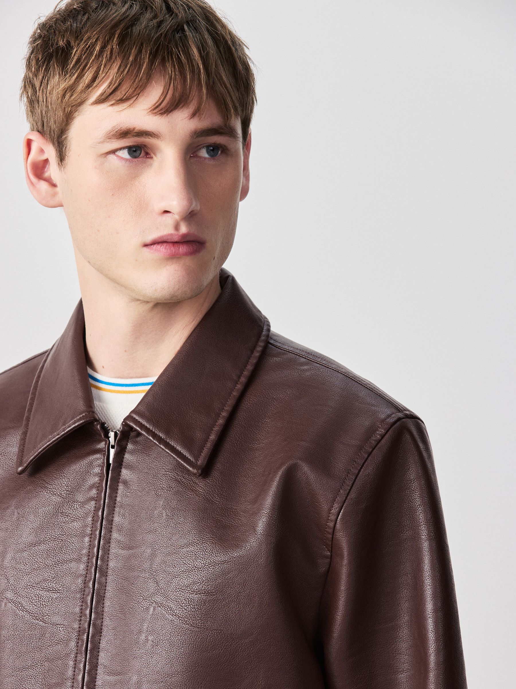 Buy Brown Faux Leather Patch Pockets Jacket from the Next UK online shop