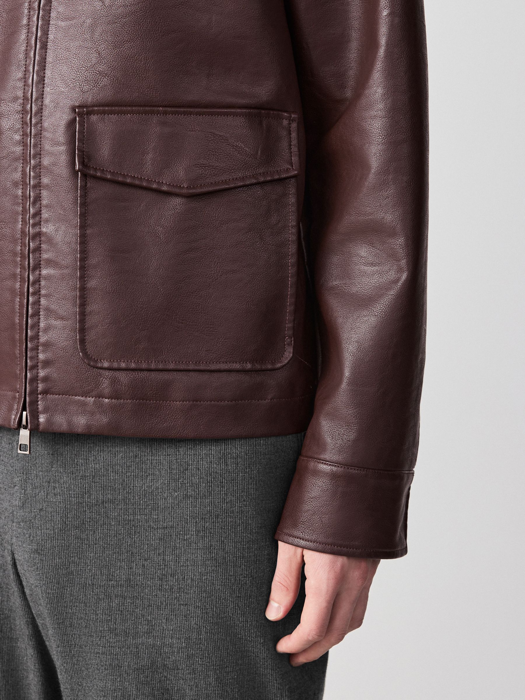 Buy Brown Faux Leather Patch Pockets Jacket from the Next UK online shop