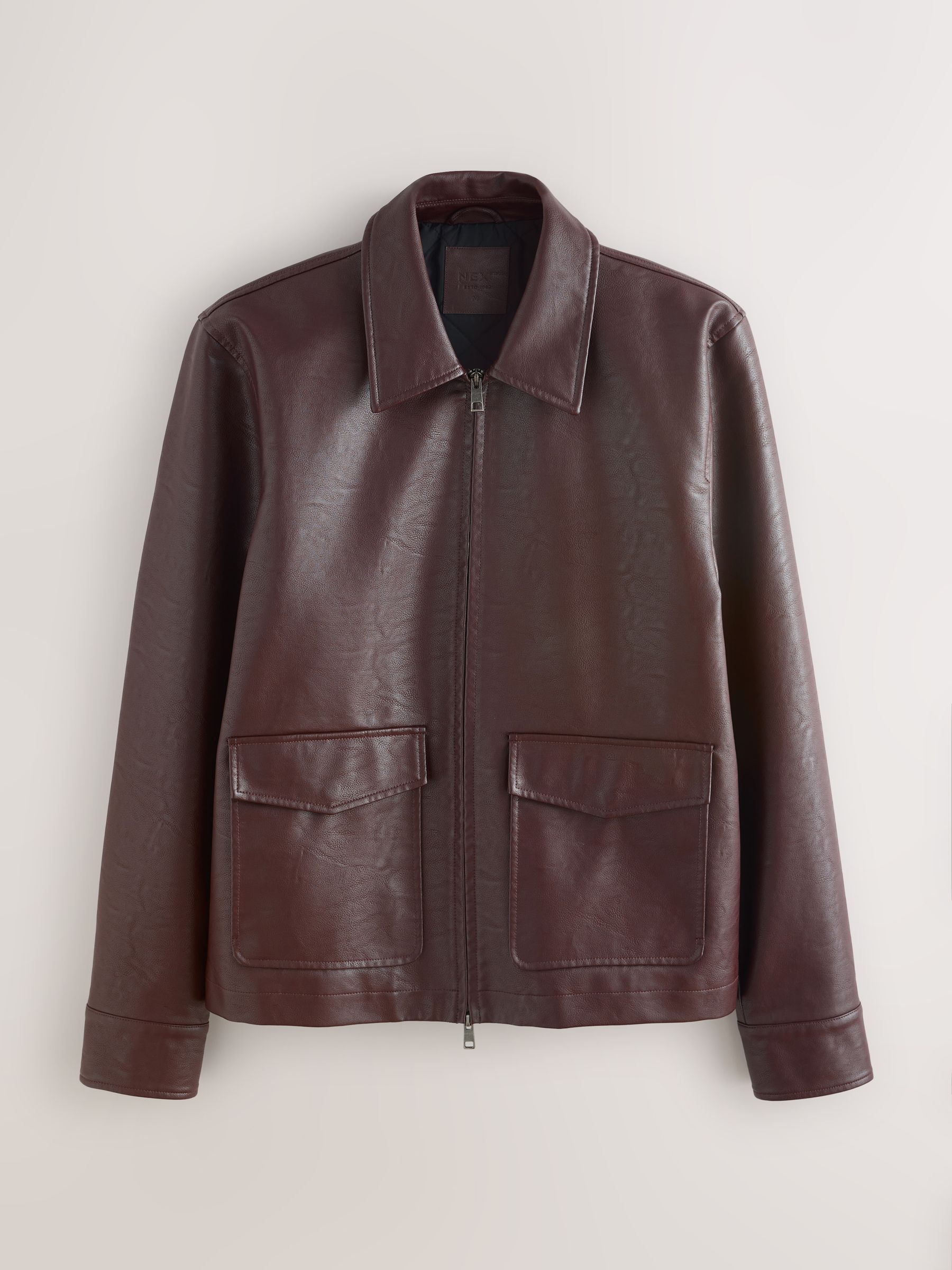 Buy Brown Faux Leather Patch Pockets Jacket from the Next UK online shop