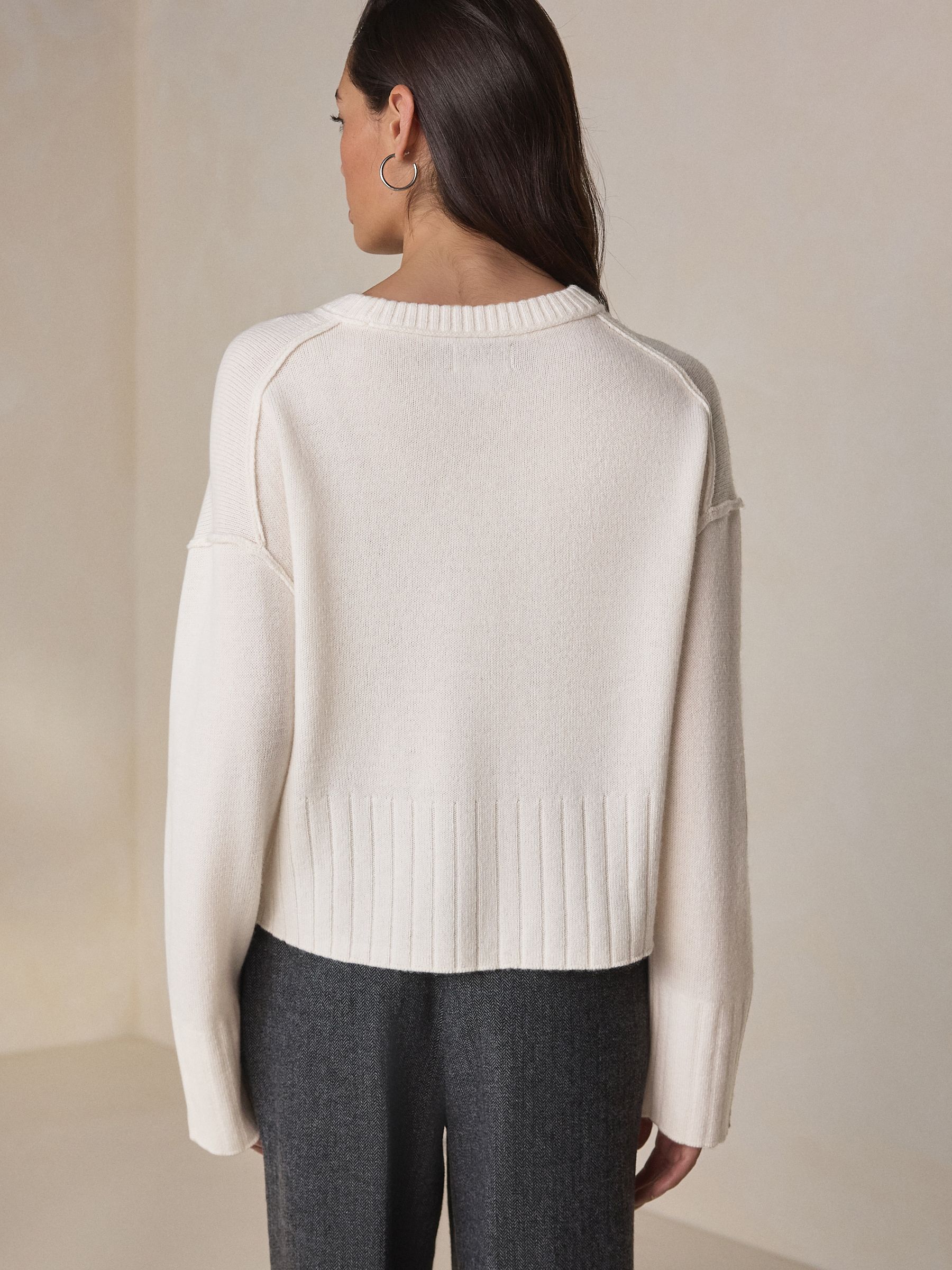 Buy Ecru - N. Premium 100% Lambswool Crew Neck Jumper from Next Israel