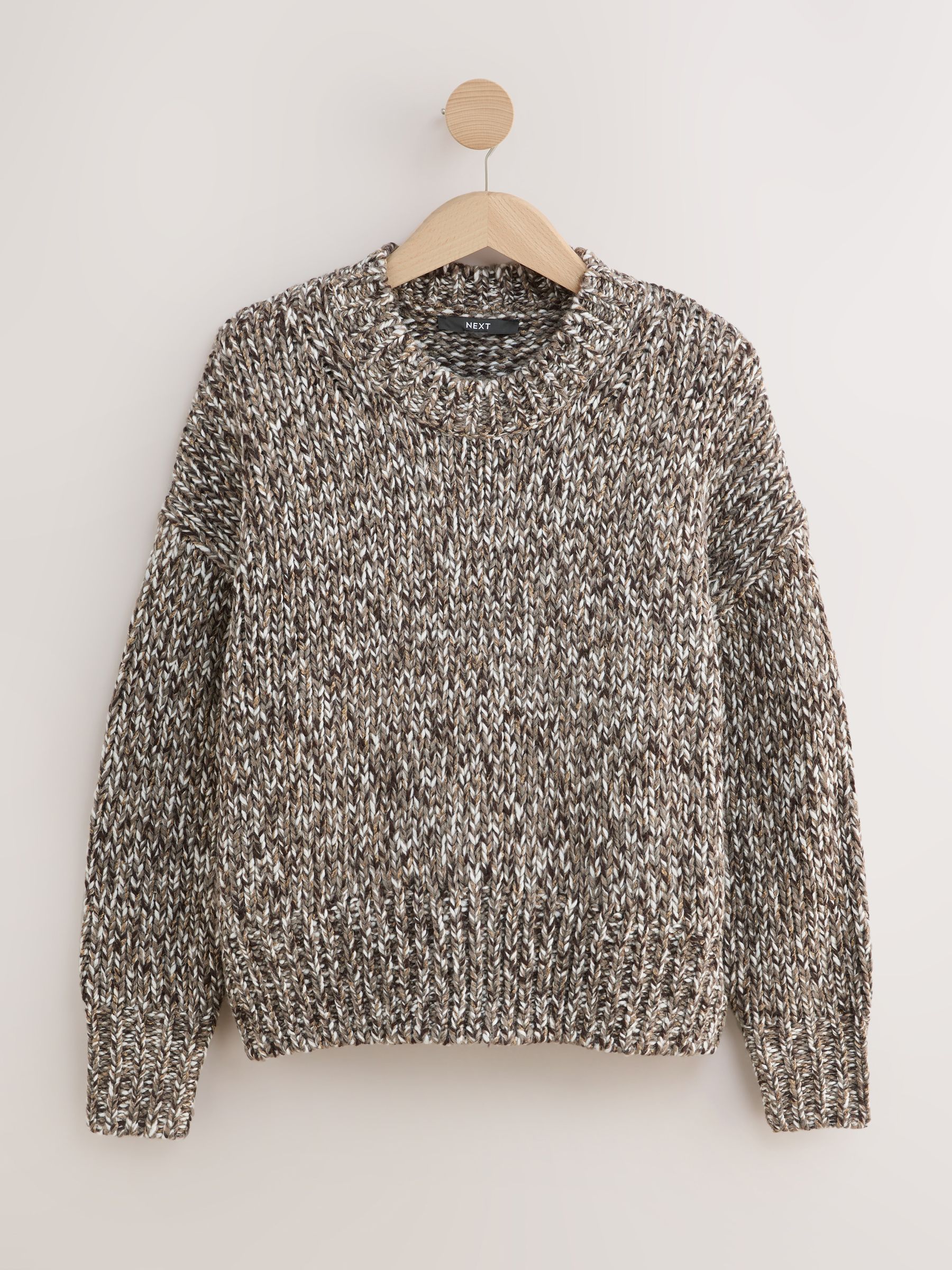 Buy Chocolate Brown Twist Knit Crew Neck Jumper With Wool from Next Malta